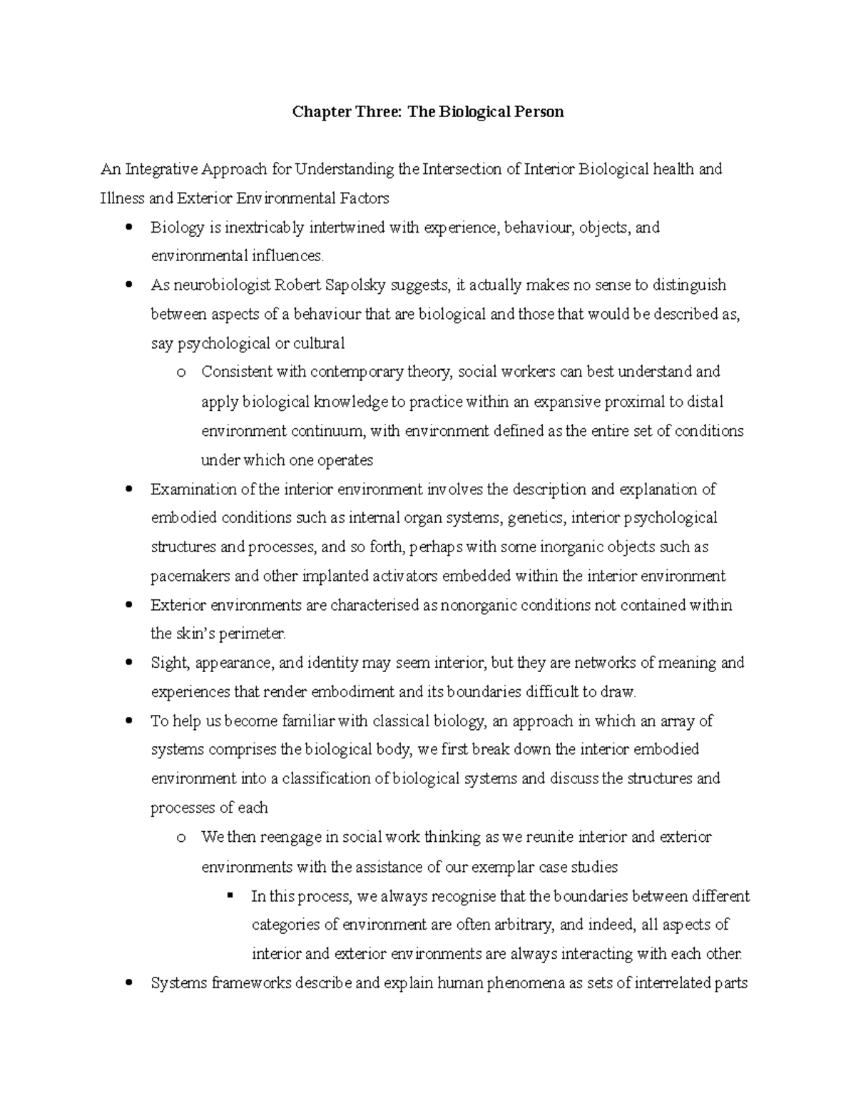 Chapter Three The Biological Person - As neurobiologist Robert Sapolsky ...