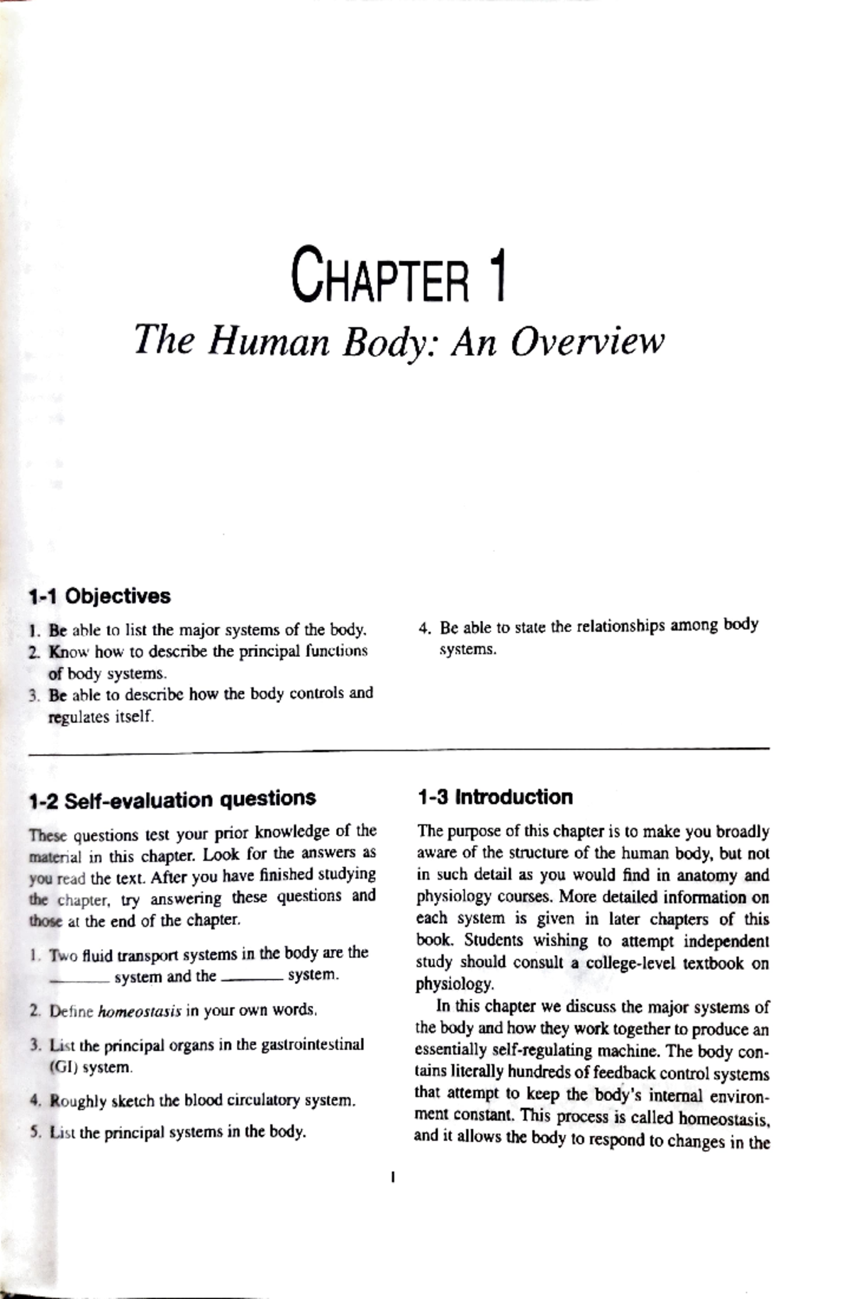 Physiological control systems - CHAPTER 1 The Human Body: An Overview 1 ...