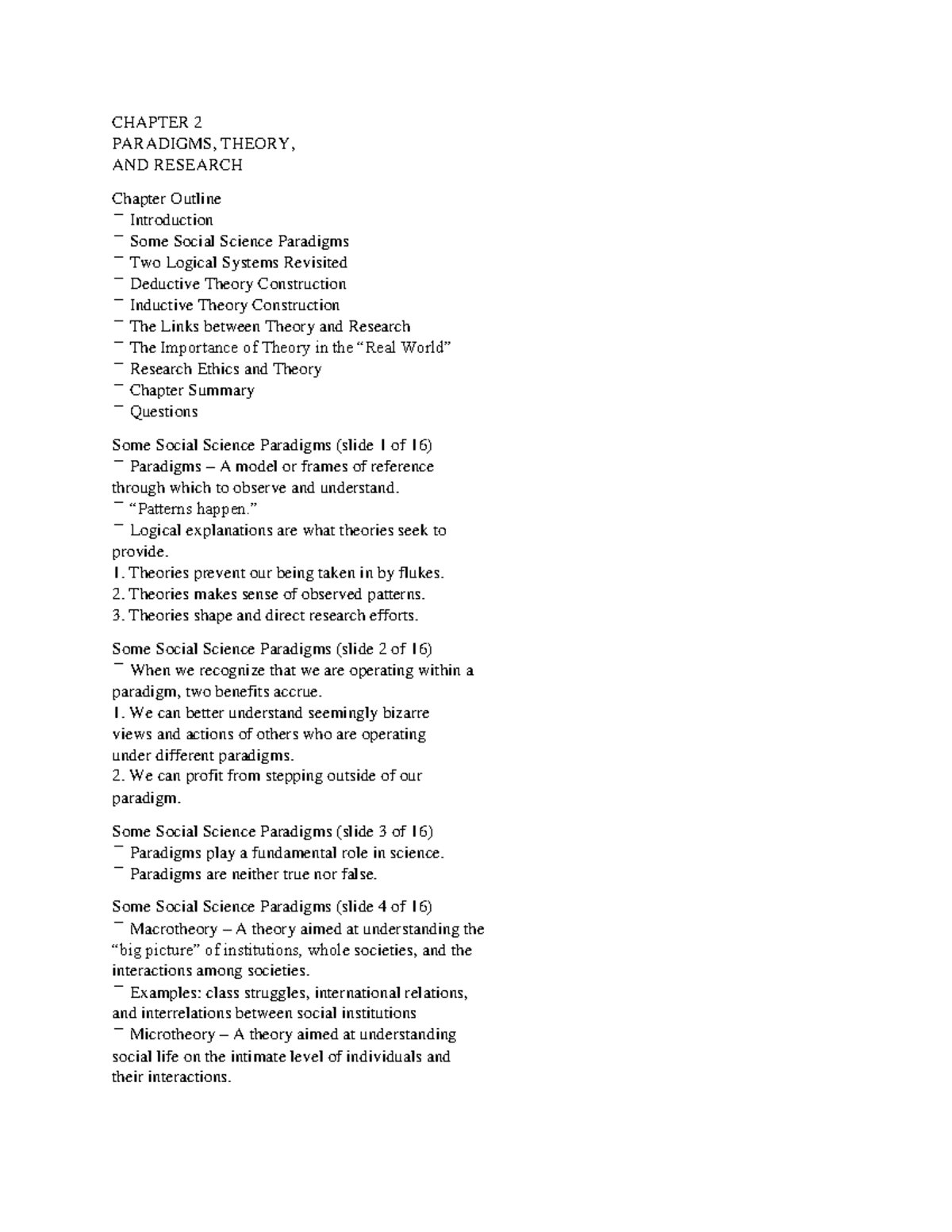 Chapter 2 Paradigms, Theory, AND Research - CHAPTER 2 PARADIGMS, THEORY ...