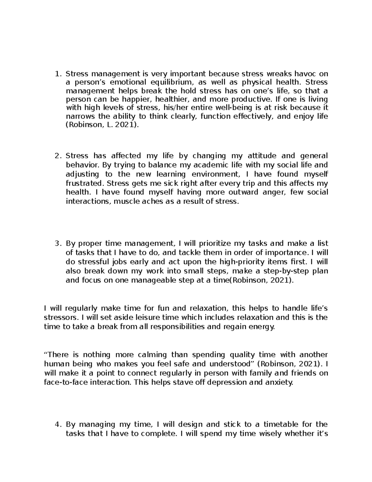 Discussion Assignment Unit 07 - Stress, management and Strategies ...