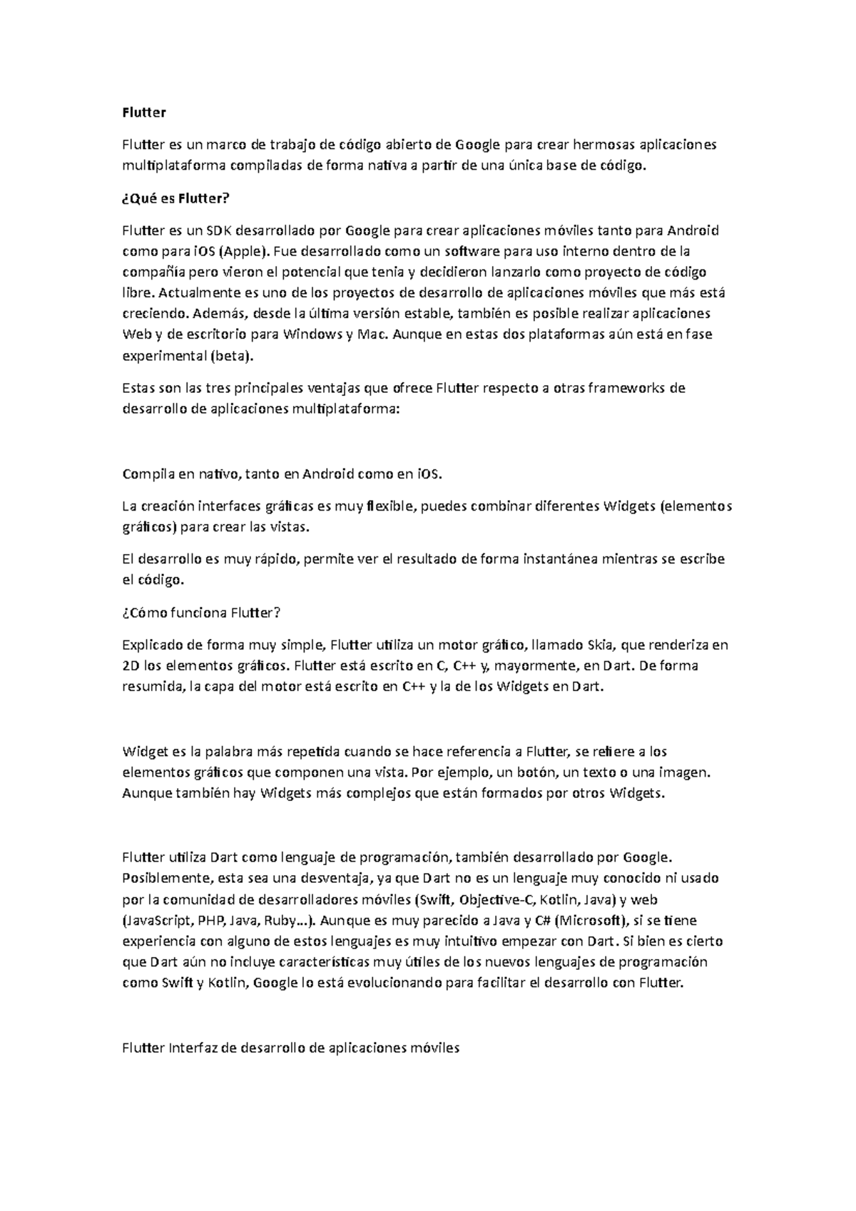 Flutter - Todo sobre fluter - Flutter Flutter es un marco de trabajo de ...