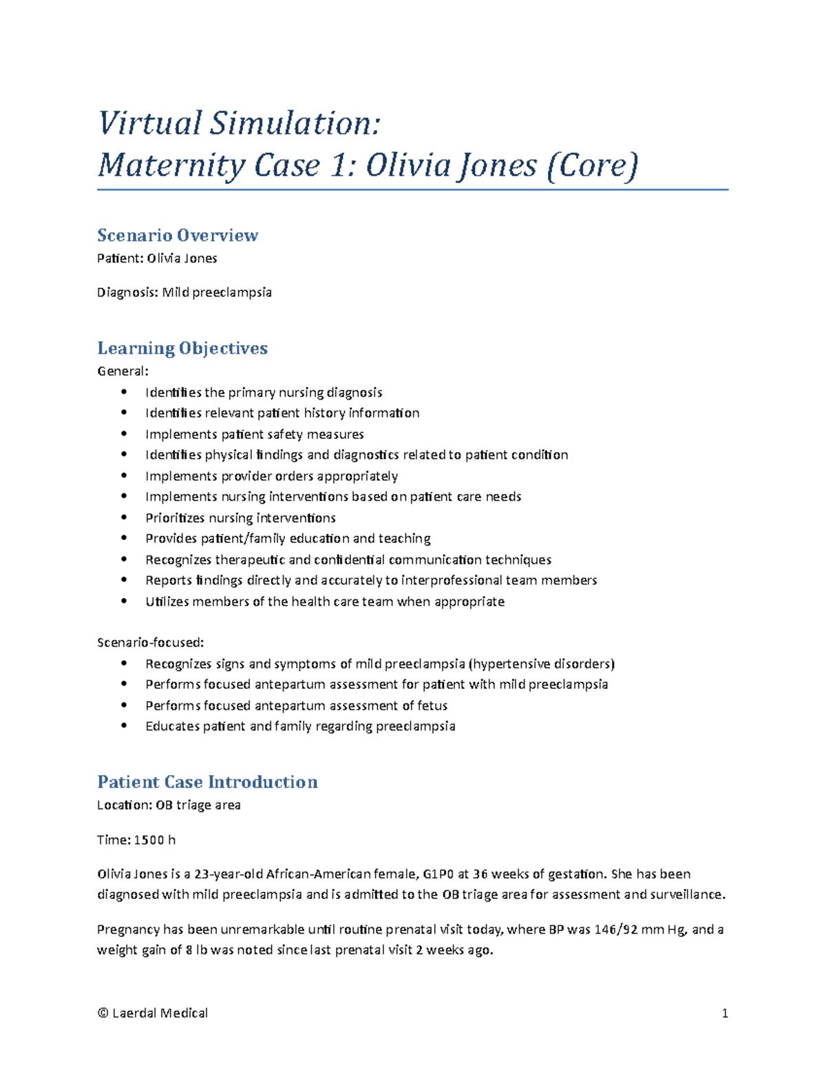 Maternal Newborn Olivia Simulation - Virtual Simulation: Maternity Case ...