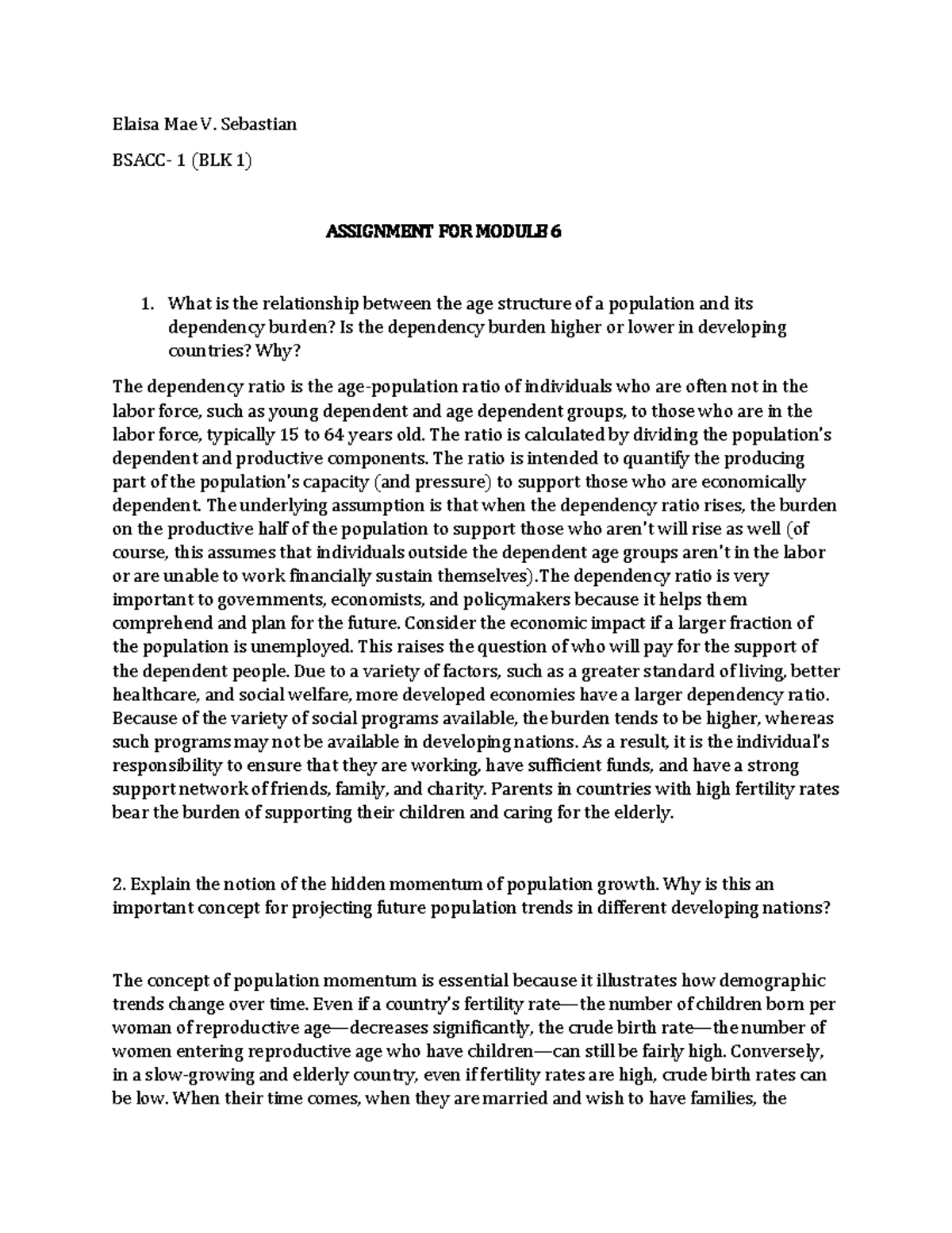 Assignment FOR Module 6 - Elaisa Mae V. Sebastian BSACC- 1 (BLK 1 ...