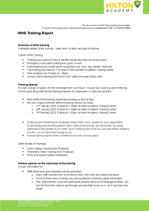 Sustainability Improvement Report Template - © 2020 RTO Works Blue ...