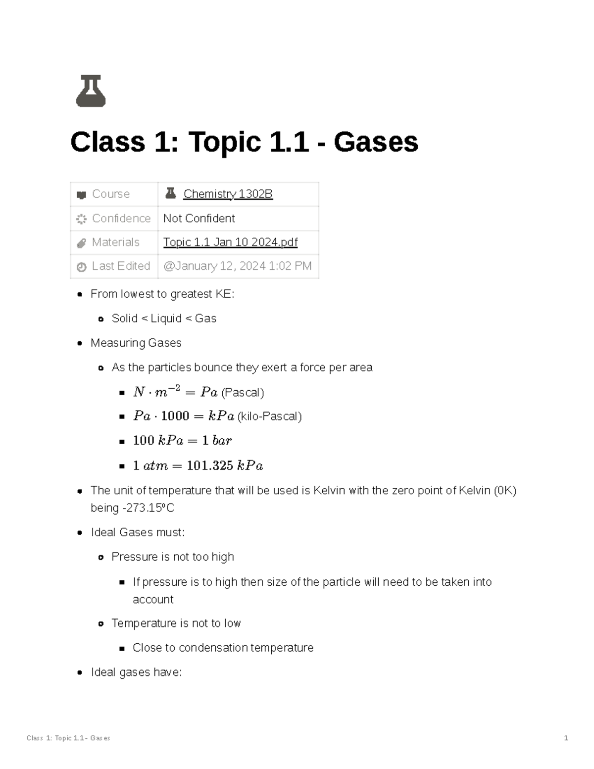 Class 1: Topic 1 1 - Gases - Class 1: Topic 1 - Gases 1 Class 1: Topic ...