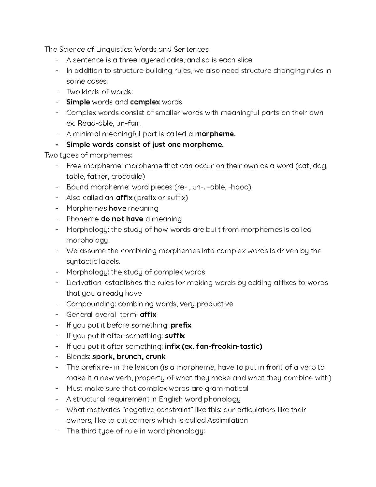 Topic 7 Notes Language and Mind - The Science of Linguistics: Words and ...