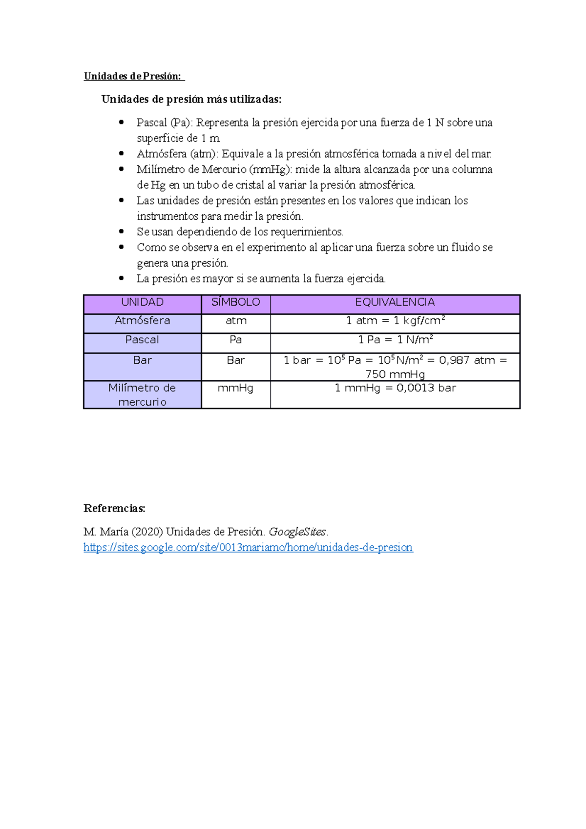 Unidades de Presión - Resumen - Unidades de Presión: Unidades de ...