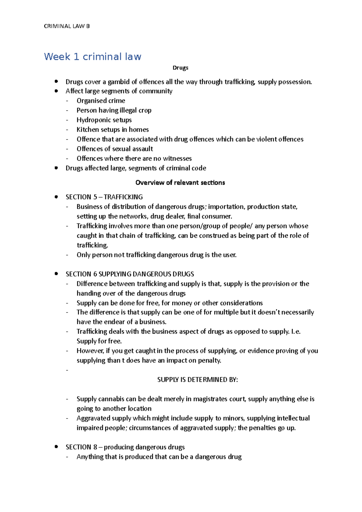 criminal law A lecture notes for 2021. - LA2018:03 - JCU - Studocu