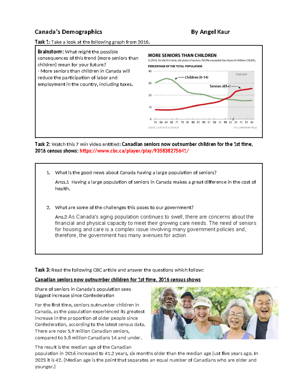 Copy of Article - Canada’s Demographics 2023 - handout - Canada’s ...