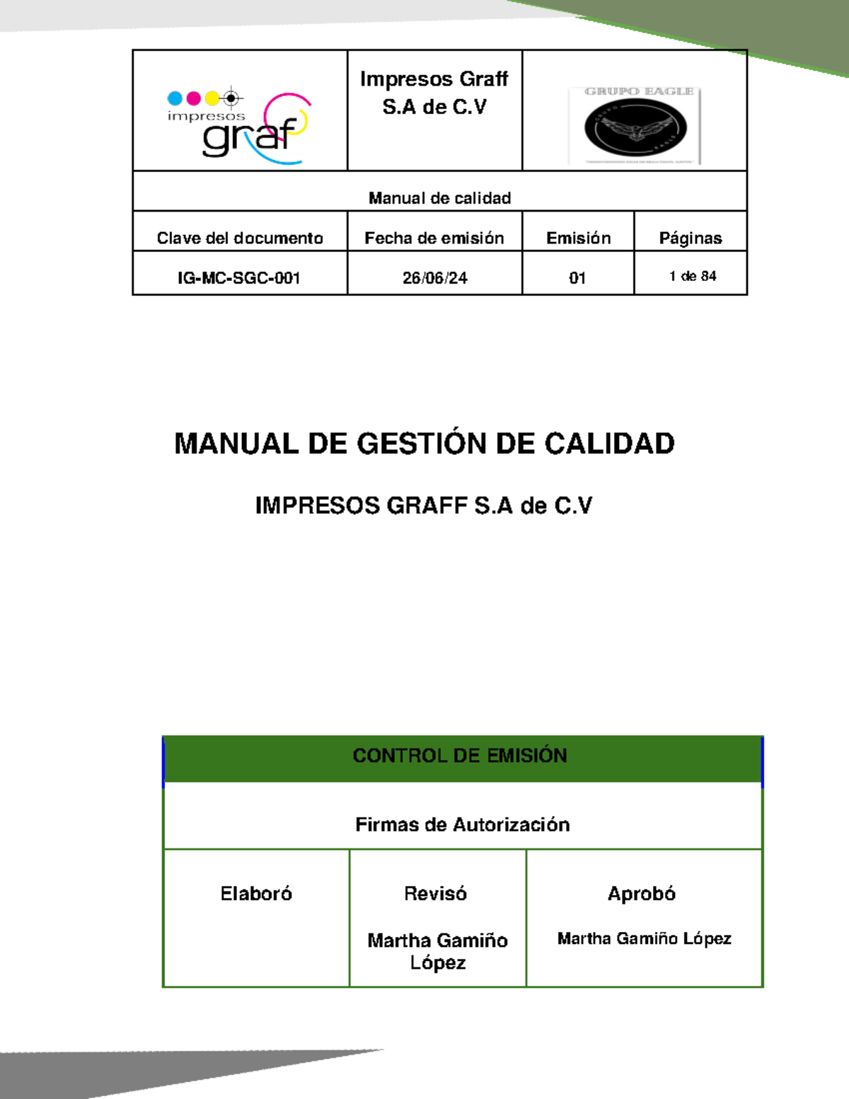 Impresos GRAF-SGC-001 final editado - S de C Manual de calidad Clave ...