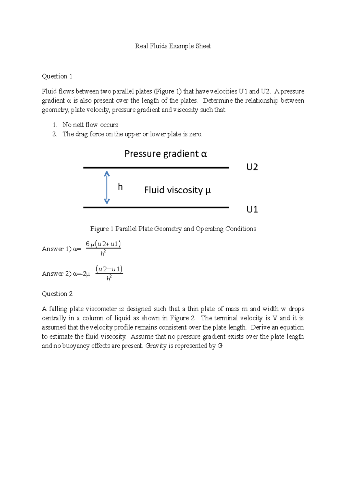 Real Fluids Example Sheet - Real Fluids Example Sheet Question 1 Fluid ...