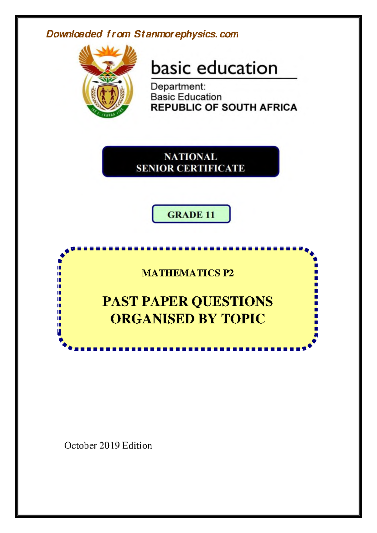 Maths Gr11 Exam P2 Qs by Topic - MATHEMATICS P PAST PAPER QUESTIONS ...