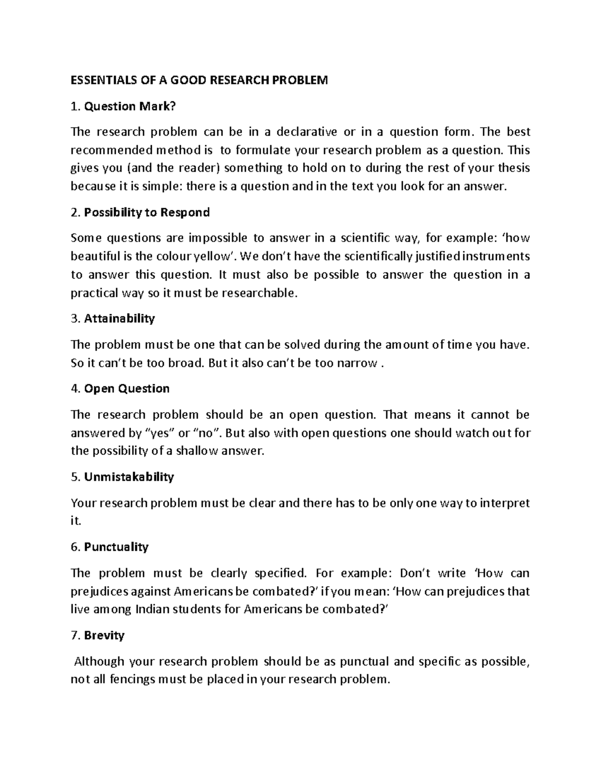 Essential of a good research problem - ESSENTIALS OF A GOOD RESEARCH ...