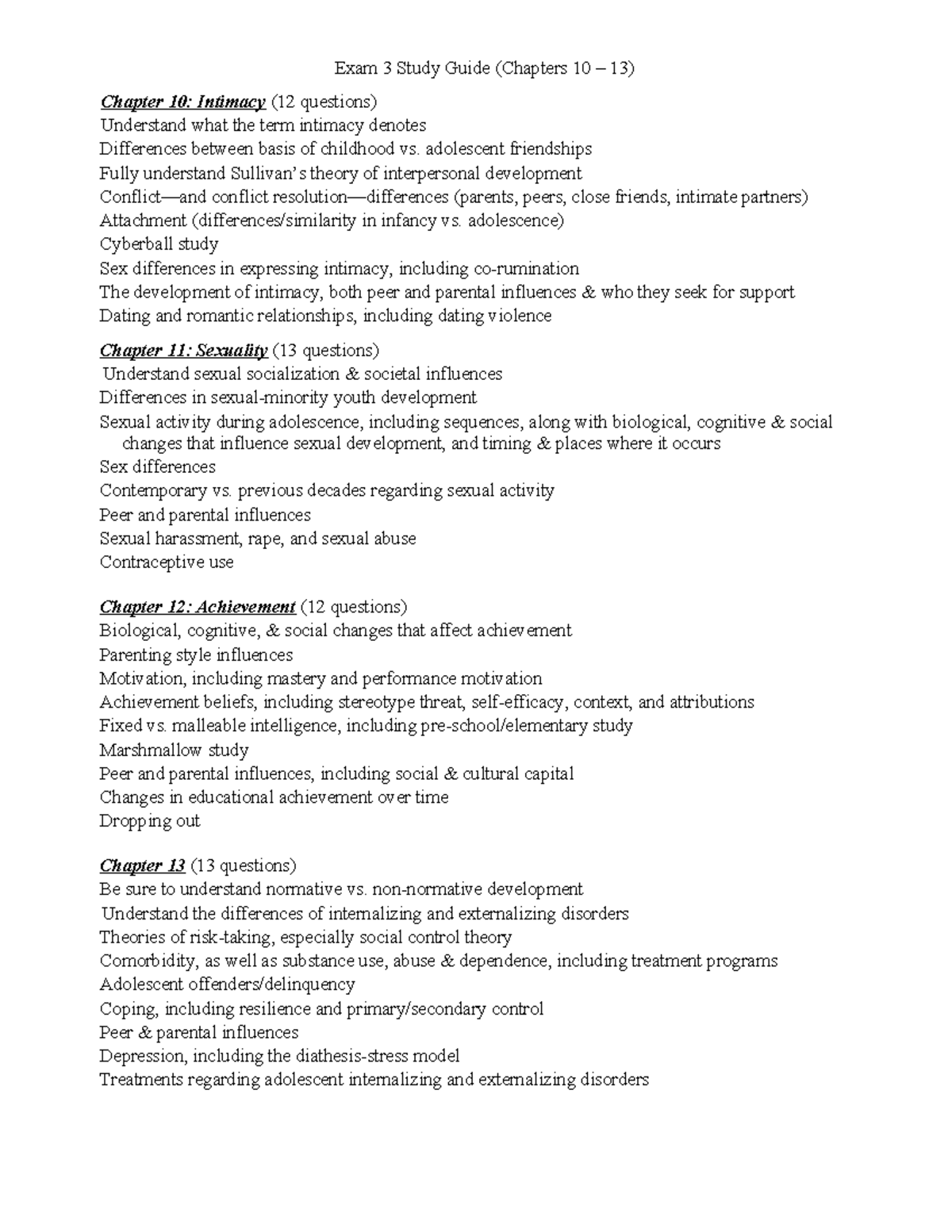 Exam 3 Study Guide (Chptrs 10-13)-11th Ed - Exam 3 Study Guide ...