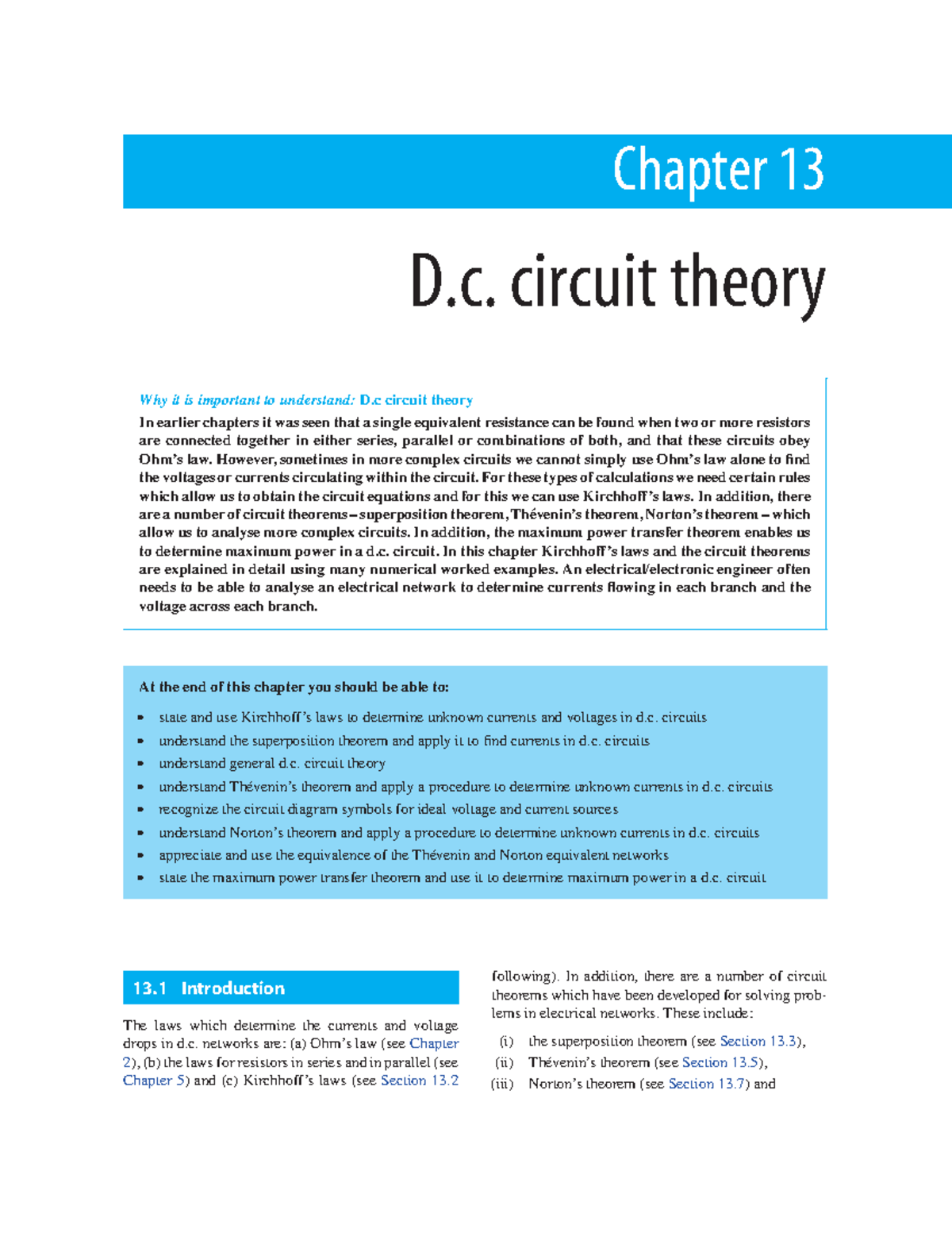 Electrical circuit notes p3 - Chapter 13 D. circuit theory Why it is ...