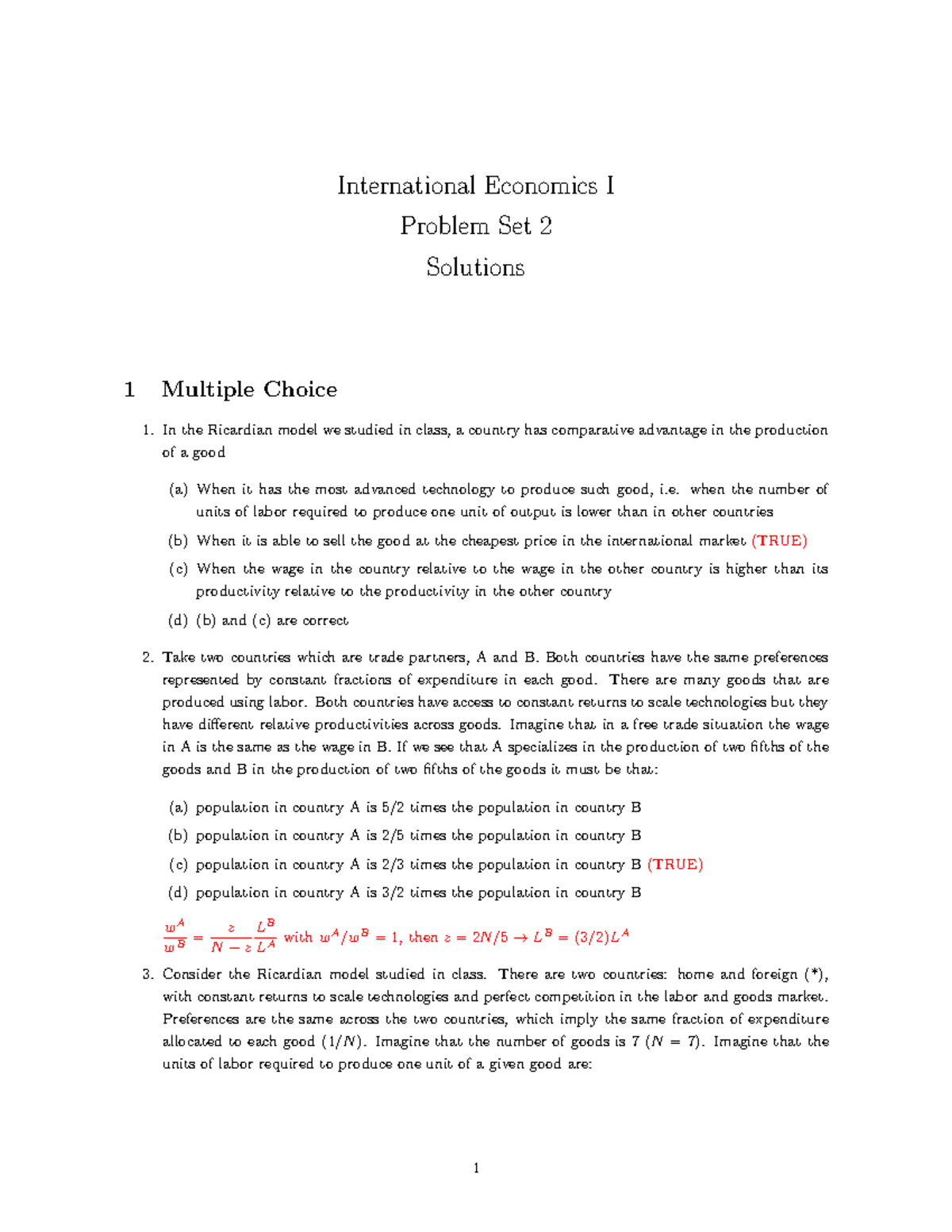 PS2 Sol PS2 Sol PS2 Sol v PS2 Sol PS2 Sol - International Economics I Problem Set 2 Solutions 1 ...