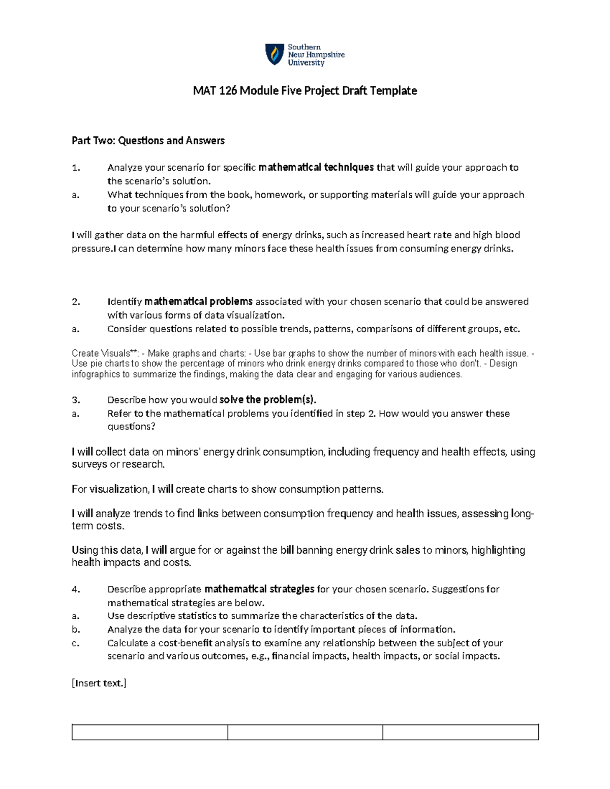 MAT 126 Module Five Project Draft Template - MAT 126 Module Five ...