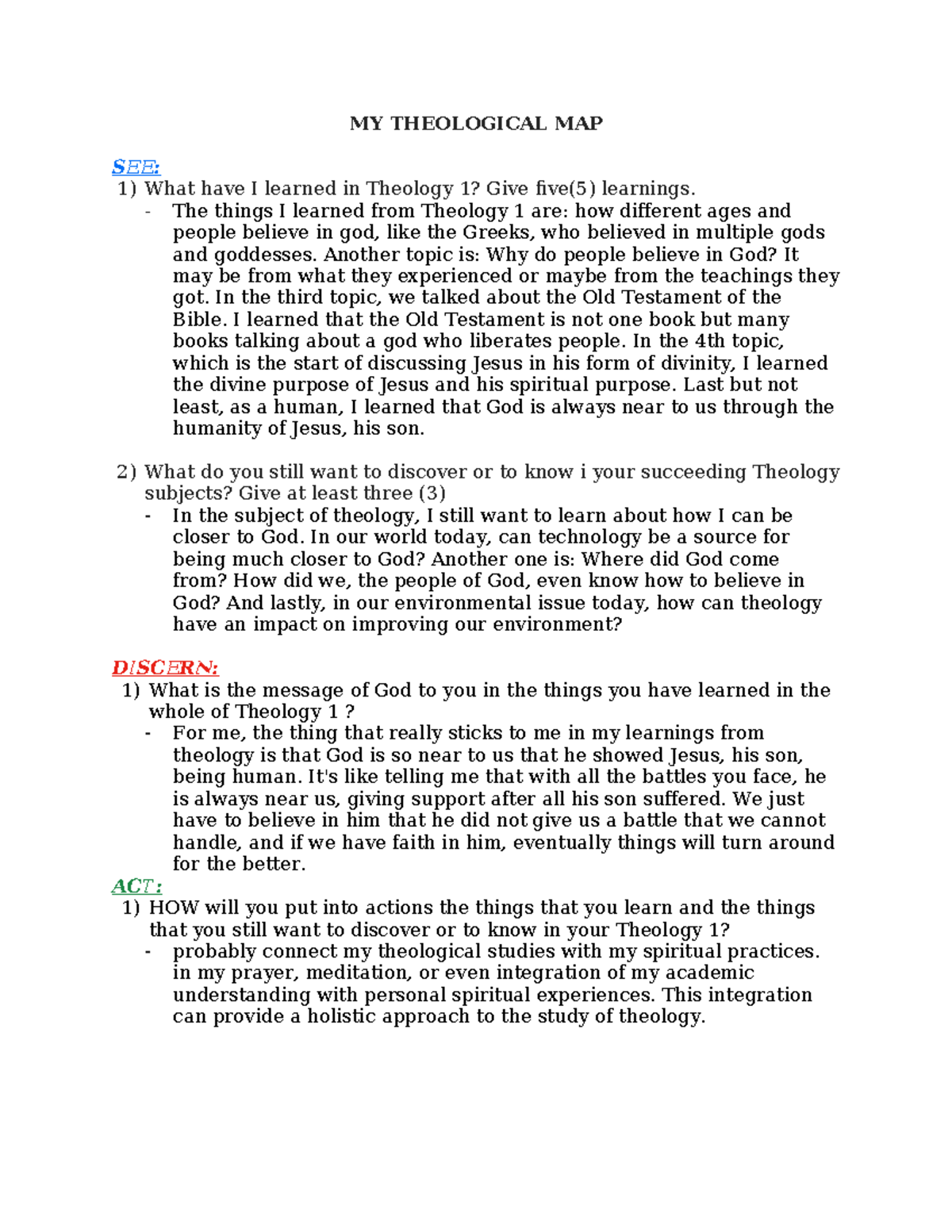 Document 1 - dunno - MY THEOLOGICAL MAP SEE: 1) What have I learned in ...