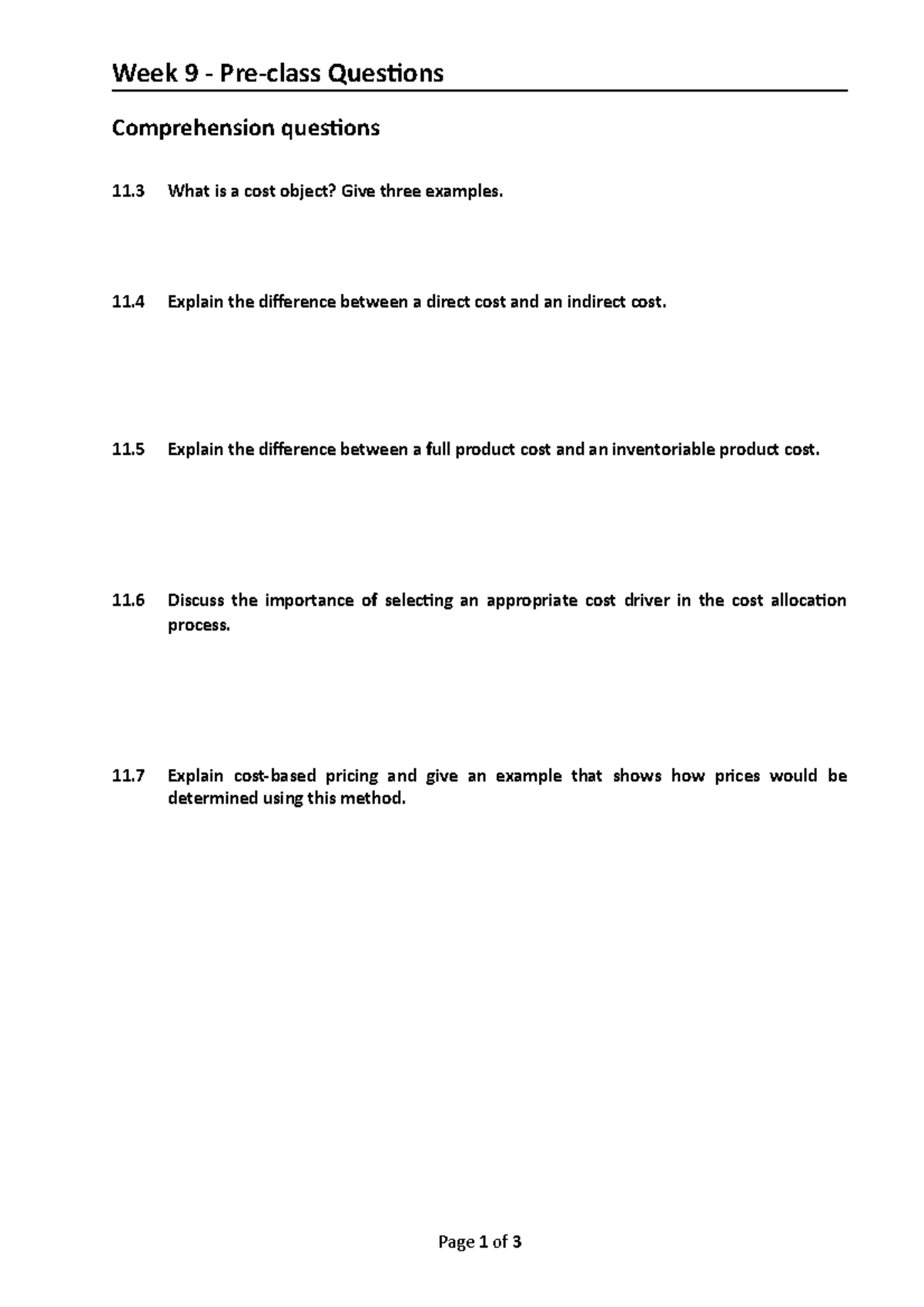 08. Week 9 Pre-class questions - Week 9 - Pre-class Questions Comprehension questions 11 What is ...
