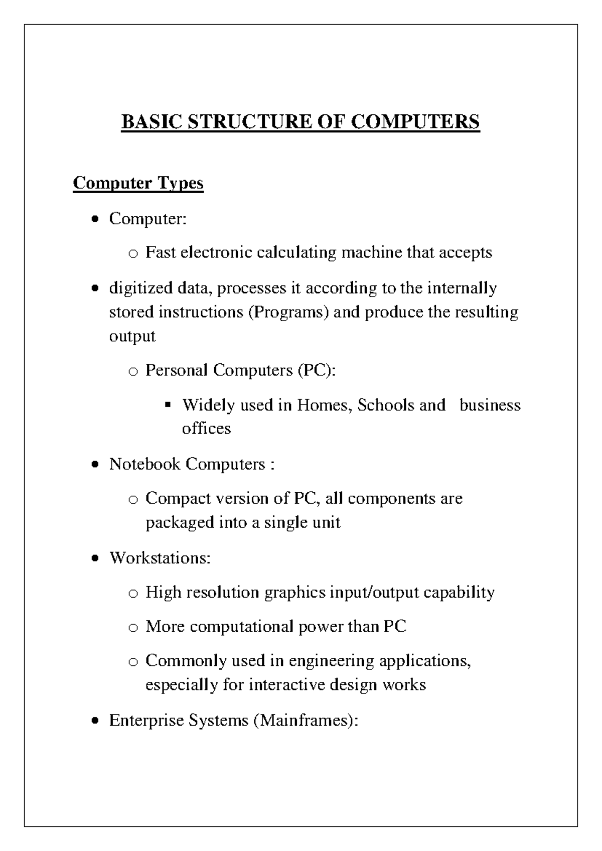 Introduction to coa - BASIC STRUCTURE OF COMPUTERS Computer Types ...
