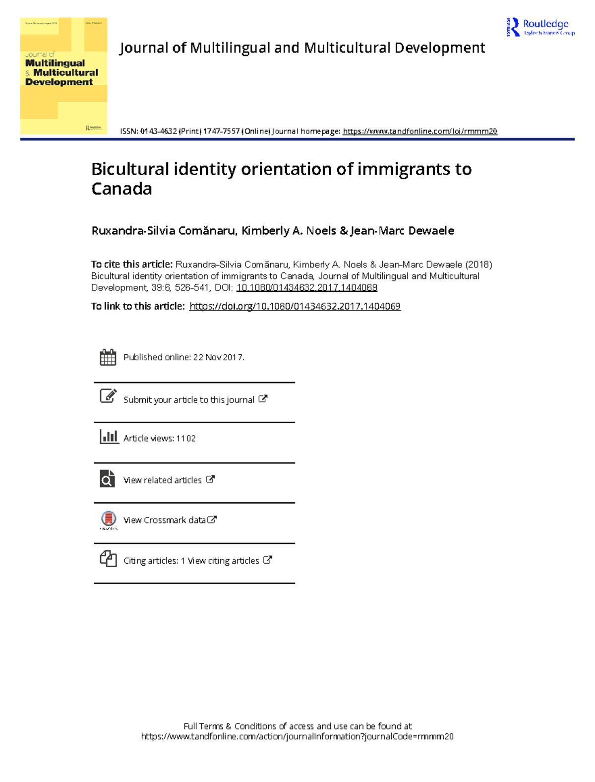 Bicultural identity orientation of immigrants to Canada[ 12] copy ...