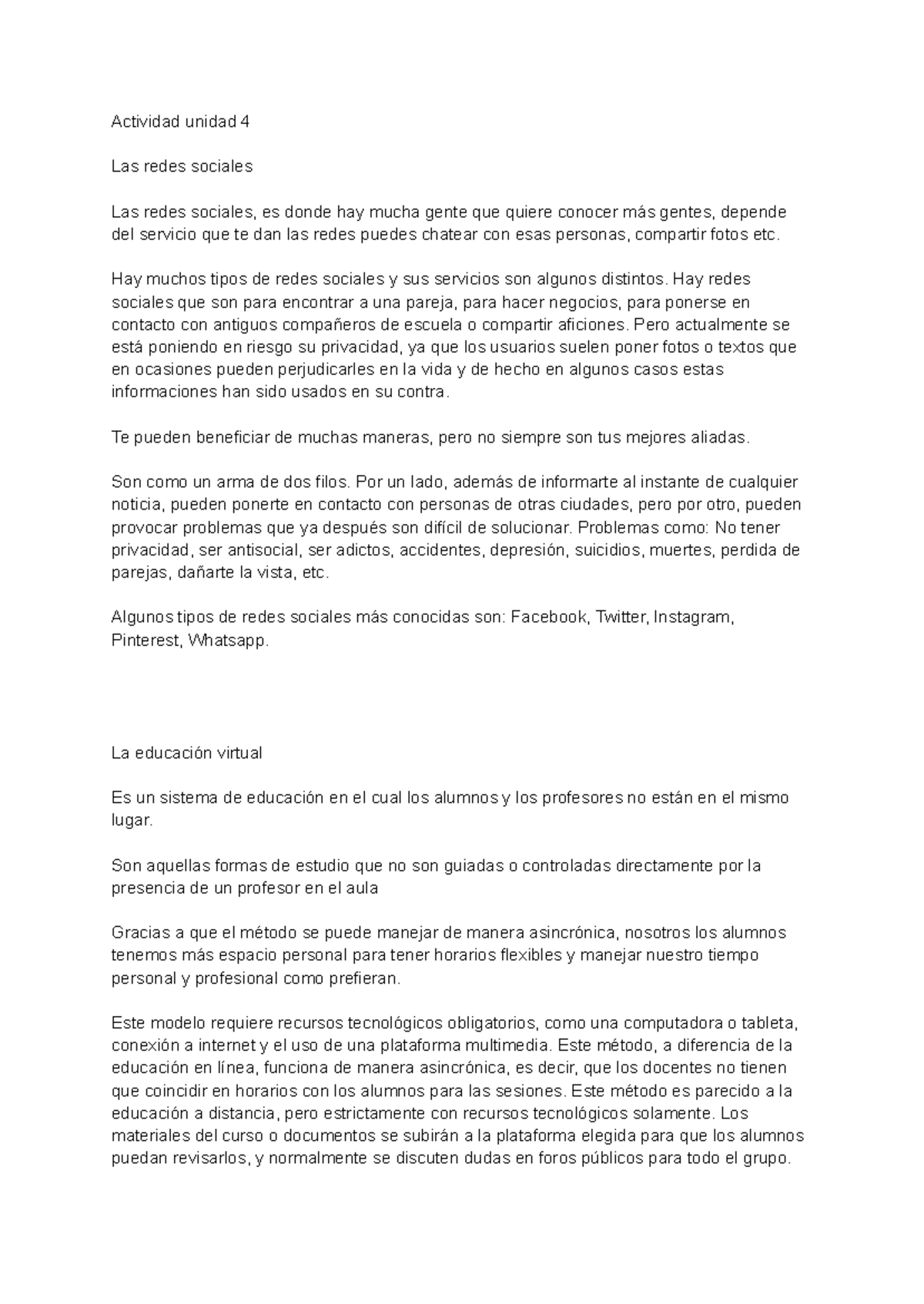 Frias shaira unidad 4 - Apuntes - Actividad unidad 4 Las redes sociales ...