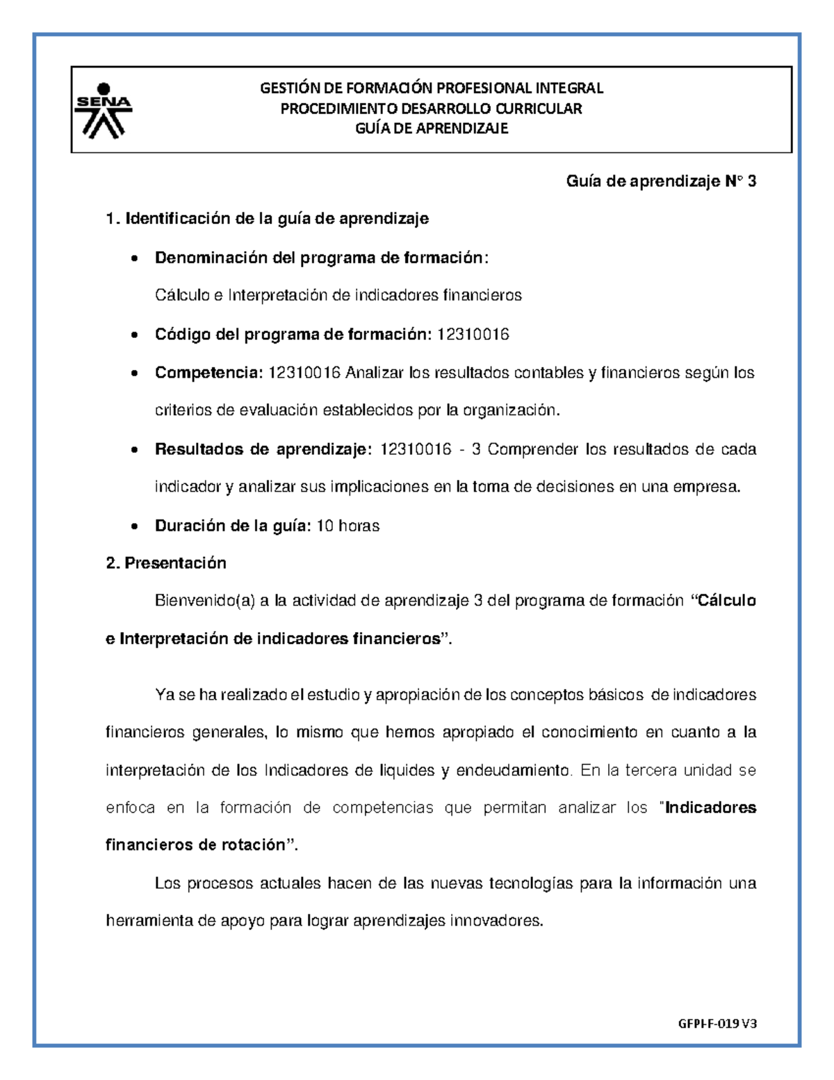 Guia aprendizaje 3 - GESTIÓN DE FORMACIÓN PROFESIONAL INTEGRAL PROCEDIMIENTO DESARROLLO ...