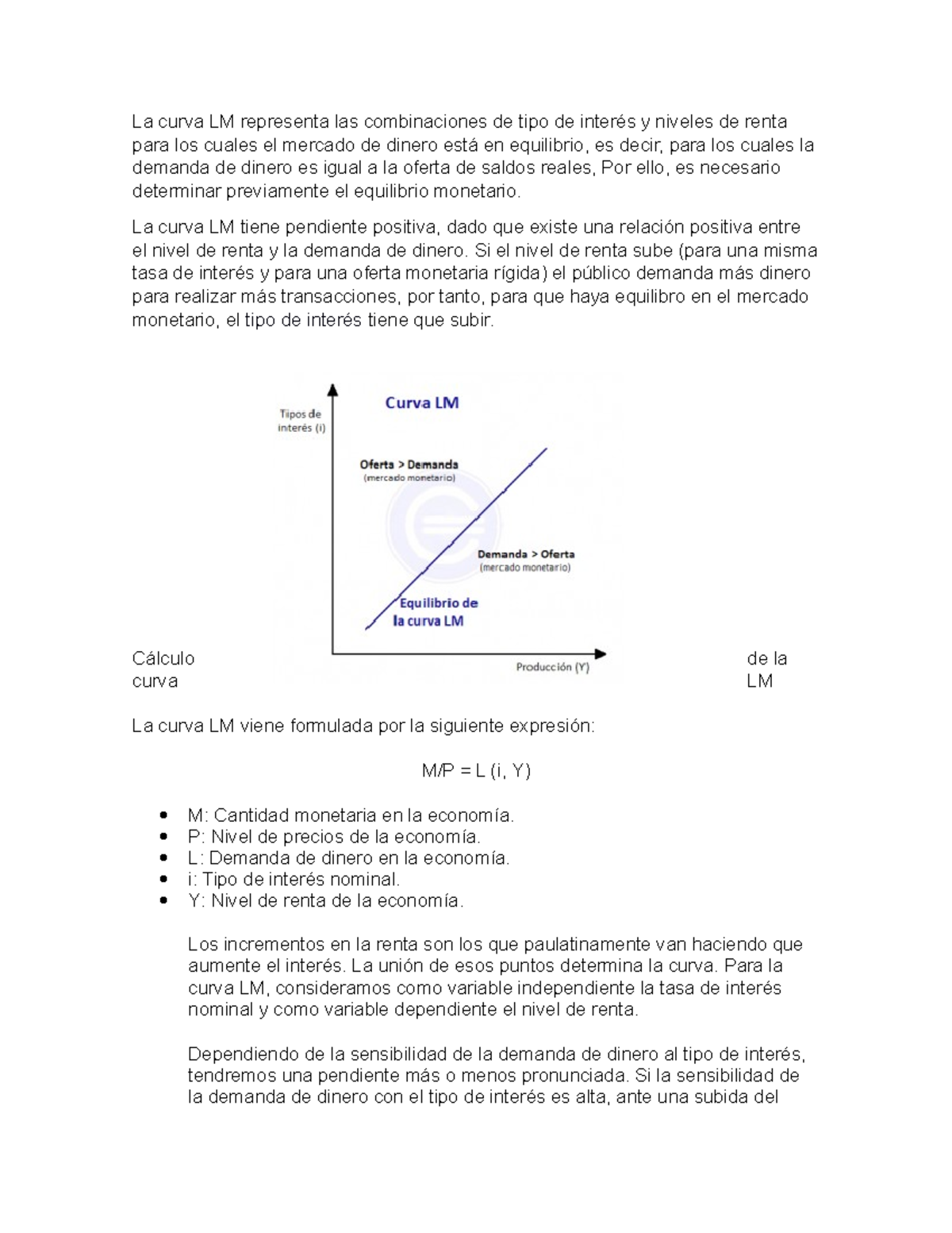 Curva LM con ejemplos y graficas - La curva LM representa las ...