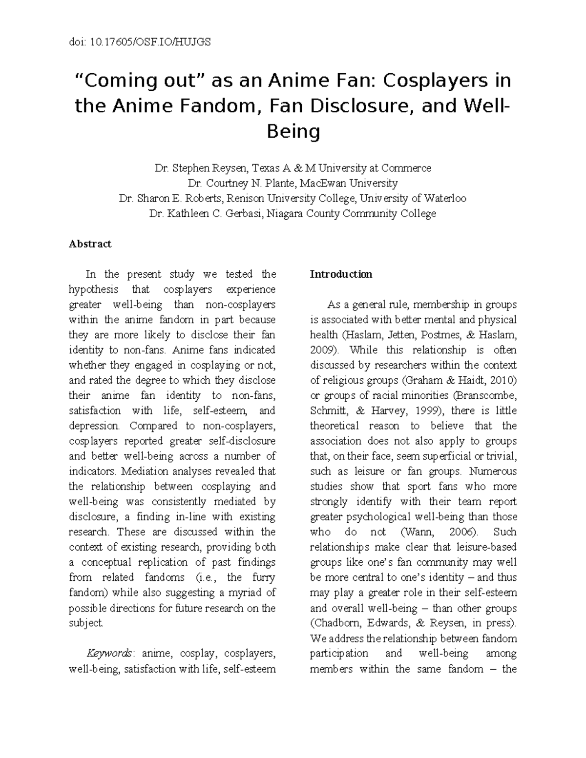 Coming Out as an Anime Fan - doi: 10.17605/OSF/HUJGS “Coming out” as an ...