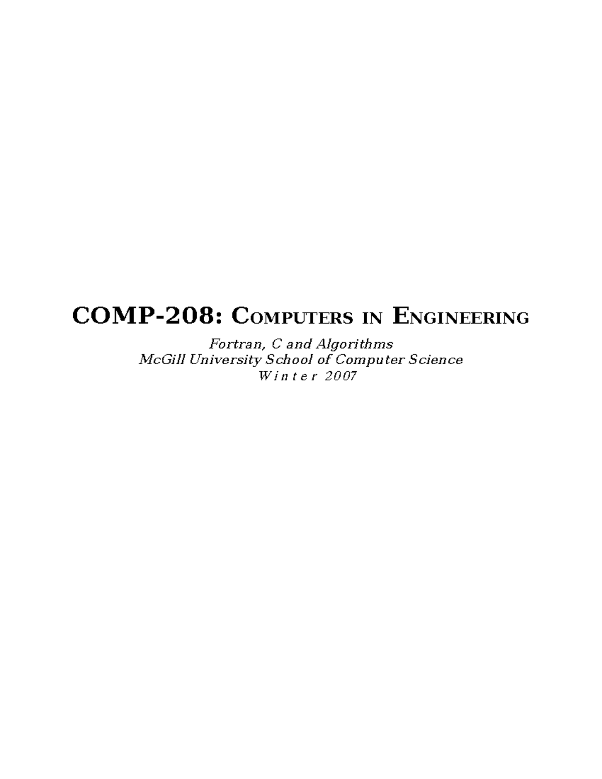 Comp 208 info - Practice/Exam - COMP-208: COMPUTERS IN ENGINEERING ...