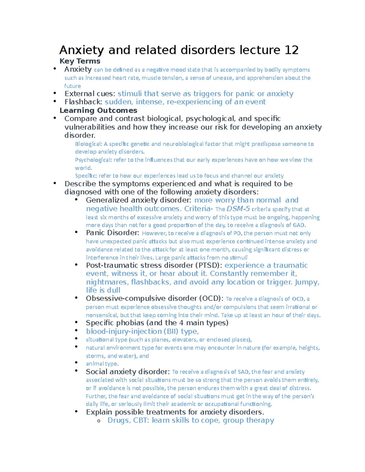 Anxiety and related disorders lecture 12 - Psych 111 - BYU - Studocu