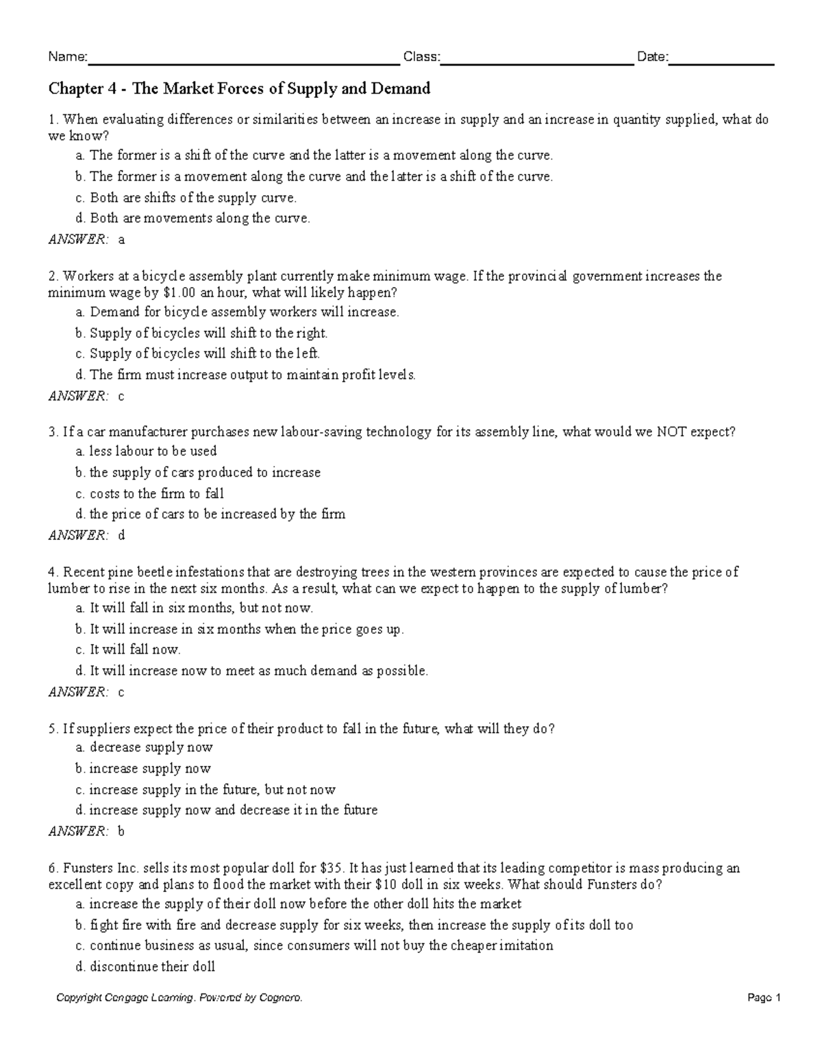 Chapter 4 The Market Forces of Supply and Demand - Chapter 4 - The ...