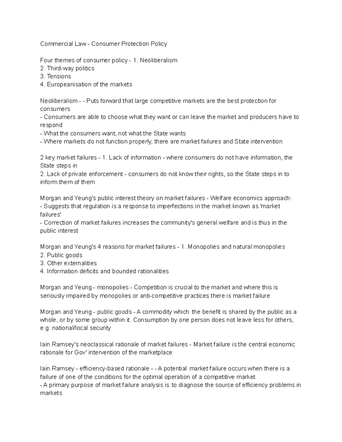 Commercial Law - Consumer Protection Policy - Neoliberalism 2. Third ...