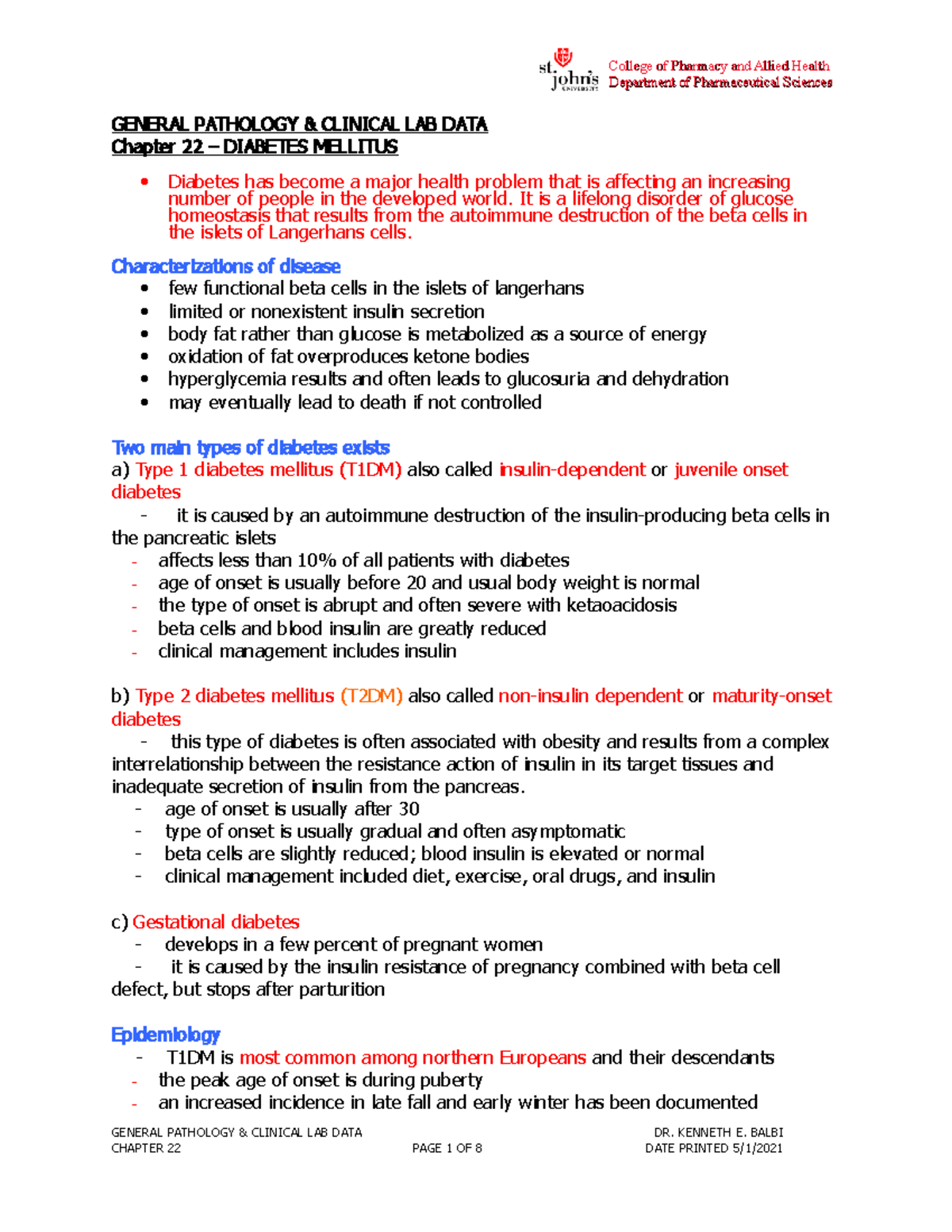 General Pathology Chapter 22 Outline - College of Pharmacy and Allied ...