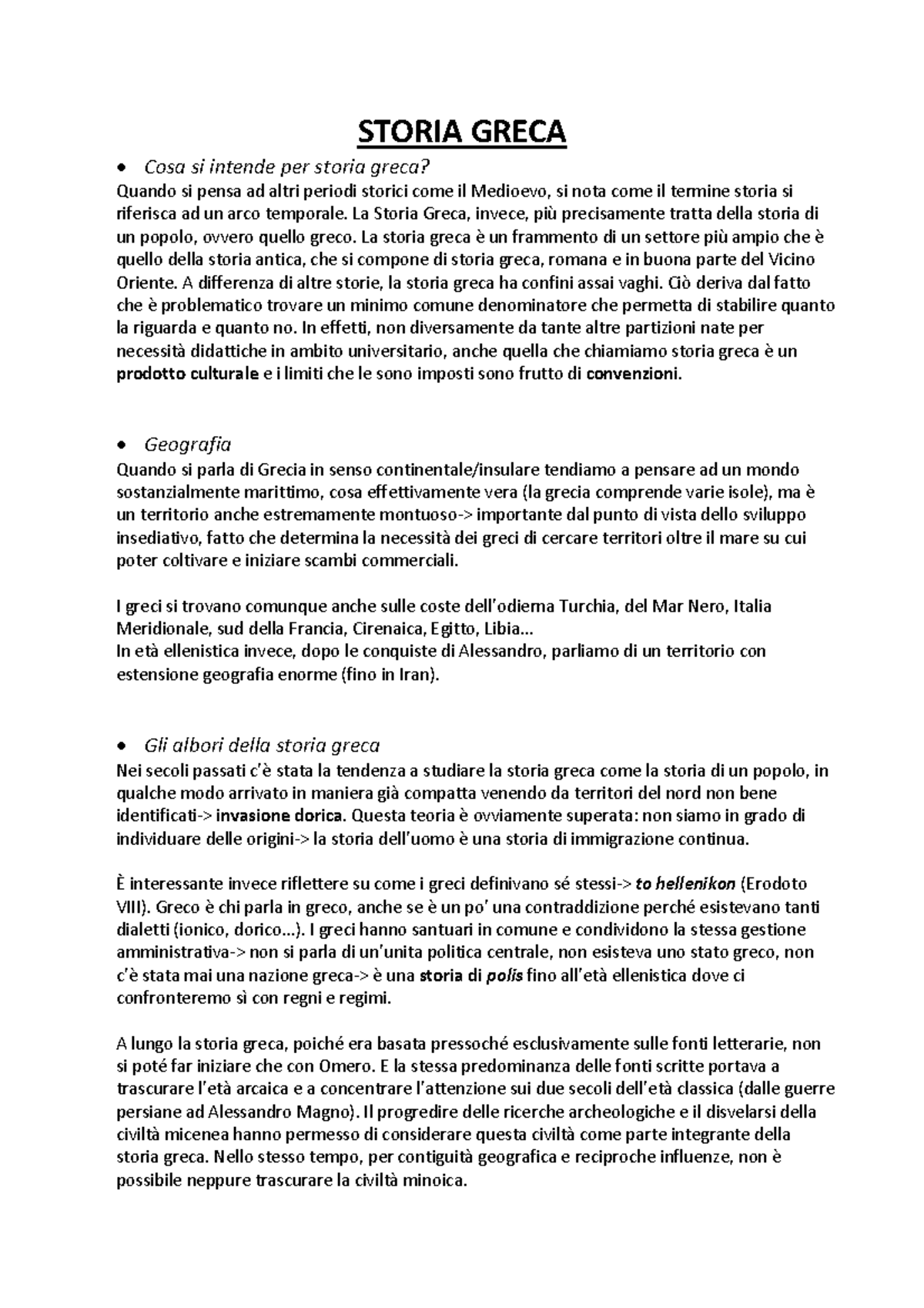 Storia greca A - STORIA GRECA Cosa si intende per storia greca? Quando si pensa ad altri periodi ...
