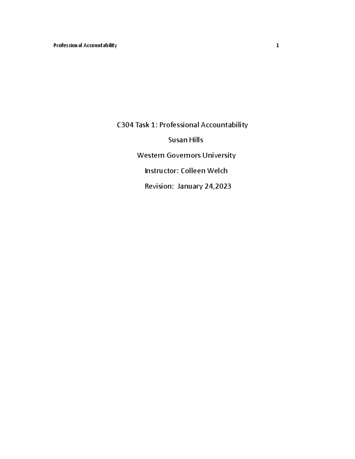 C304 Task 1 Professional Accountability - C304 Task 1: Professional ...