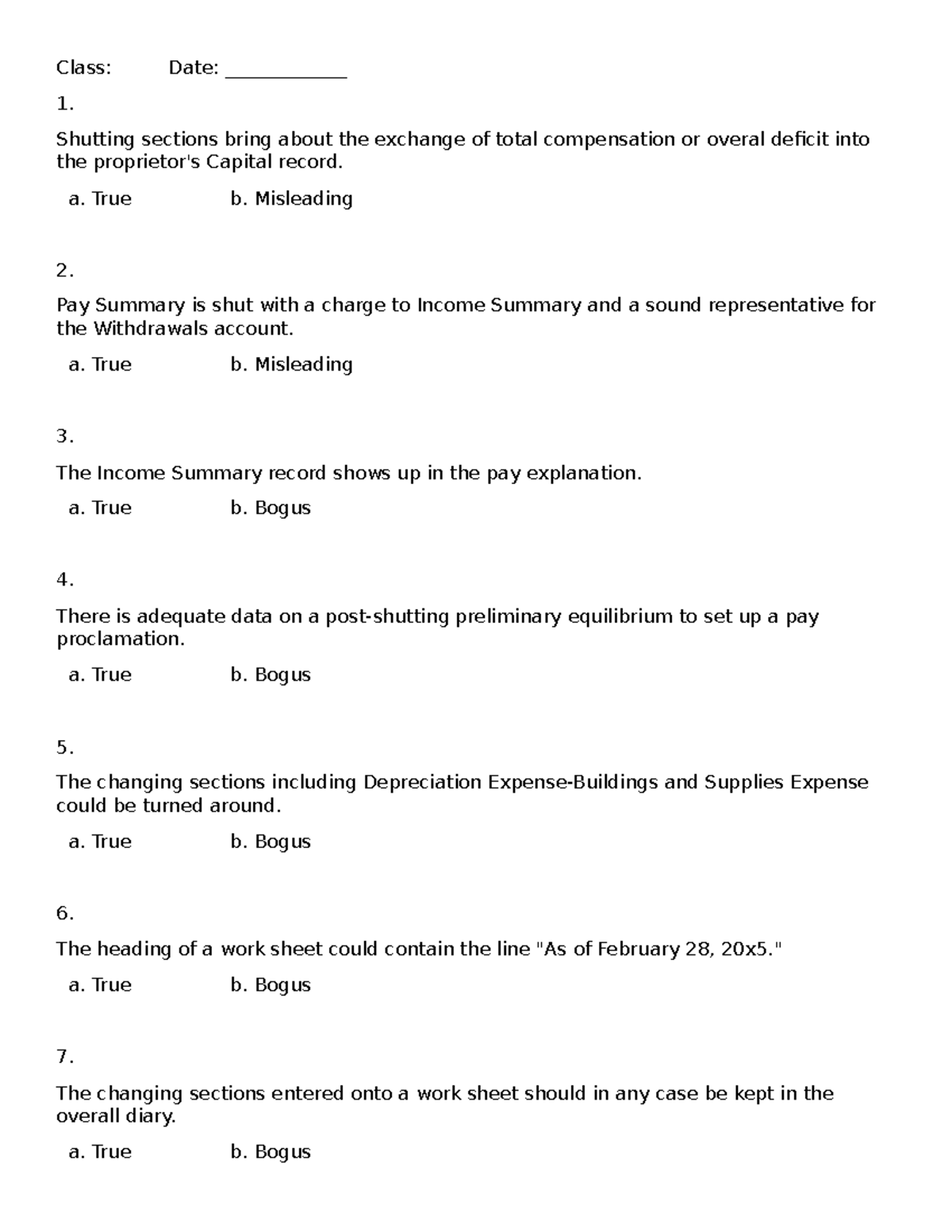 Chapter 4 Practice Exam And Answer Key Class Date 1
