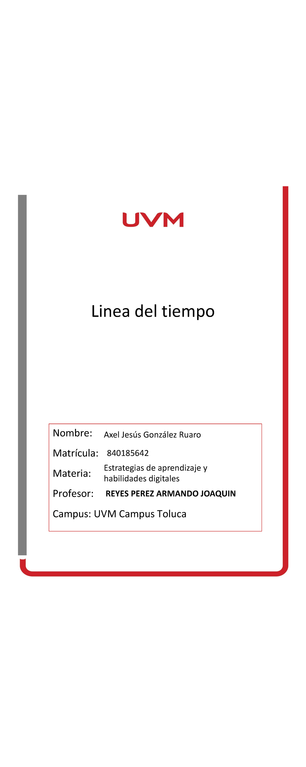 Linea UVM - Título del proyecto Nombre: Matrícula: Materia: Profesor: Campus: UVM Campus Toluca ...