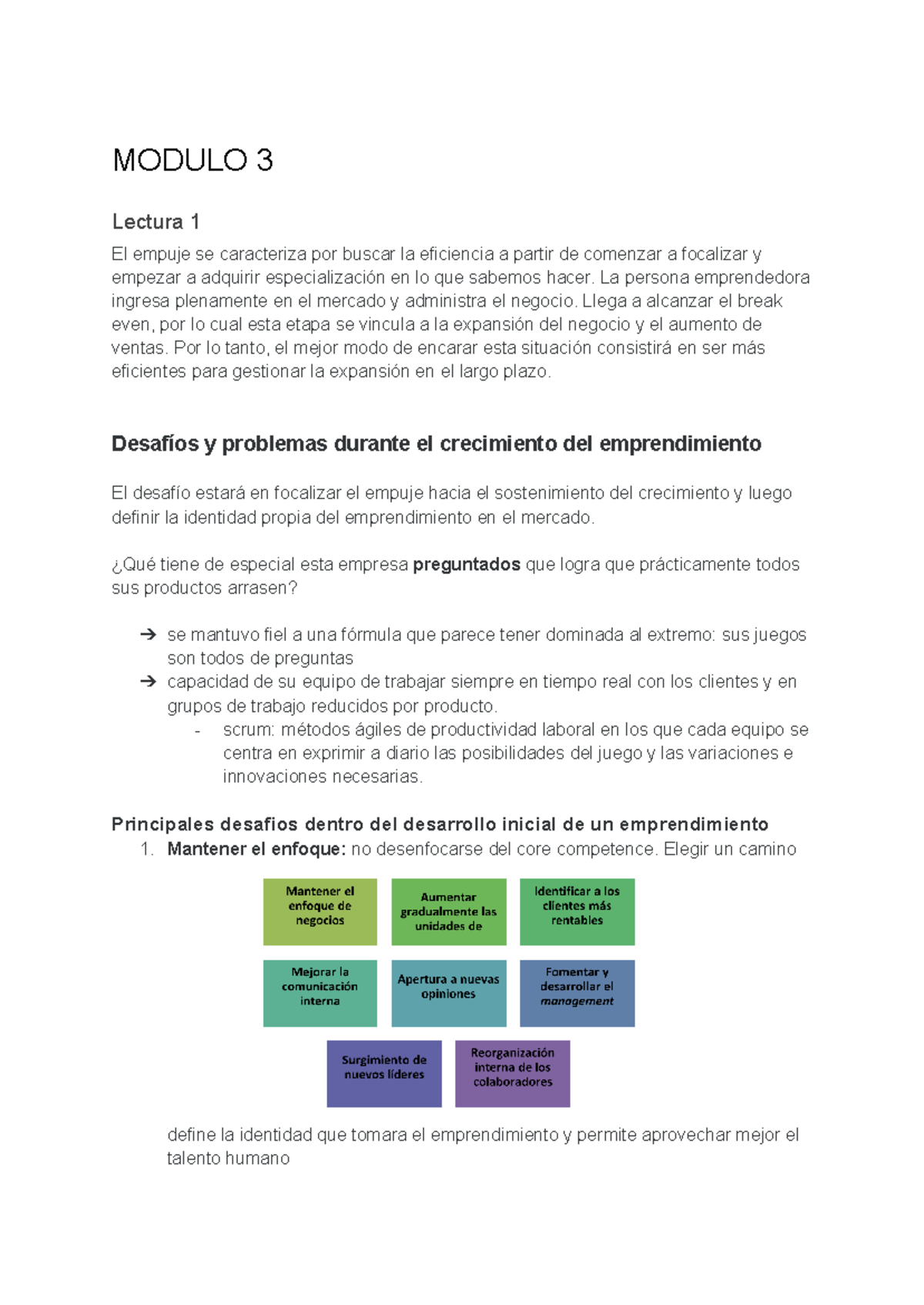 M3 y M4 Desarrollo - MODULO 3 Lectura 1 El empuje se caracteriza por buscar la eficiencia a ...