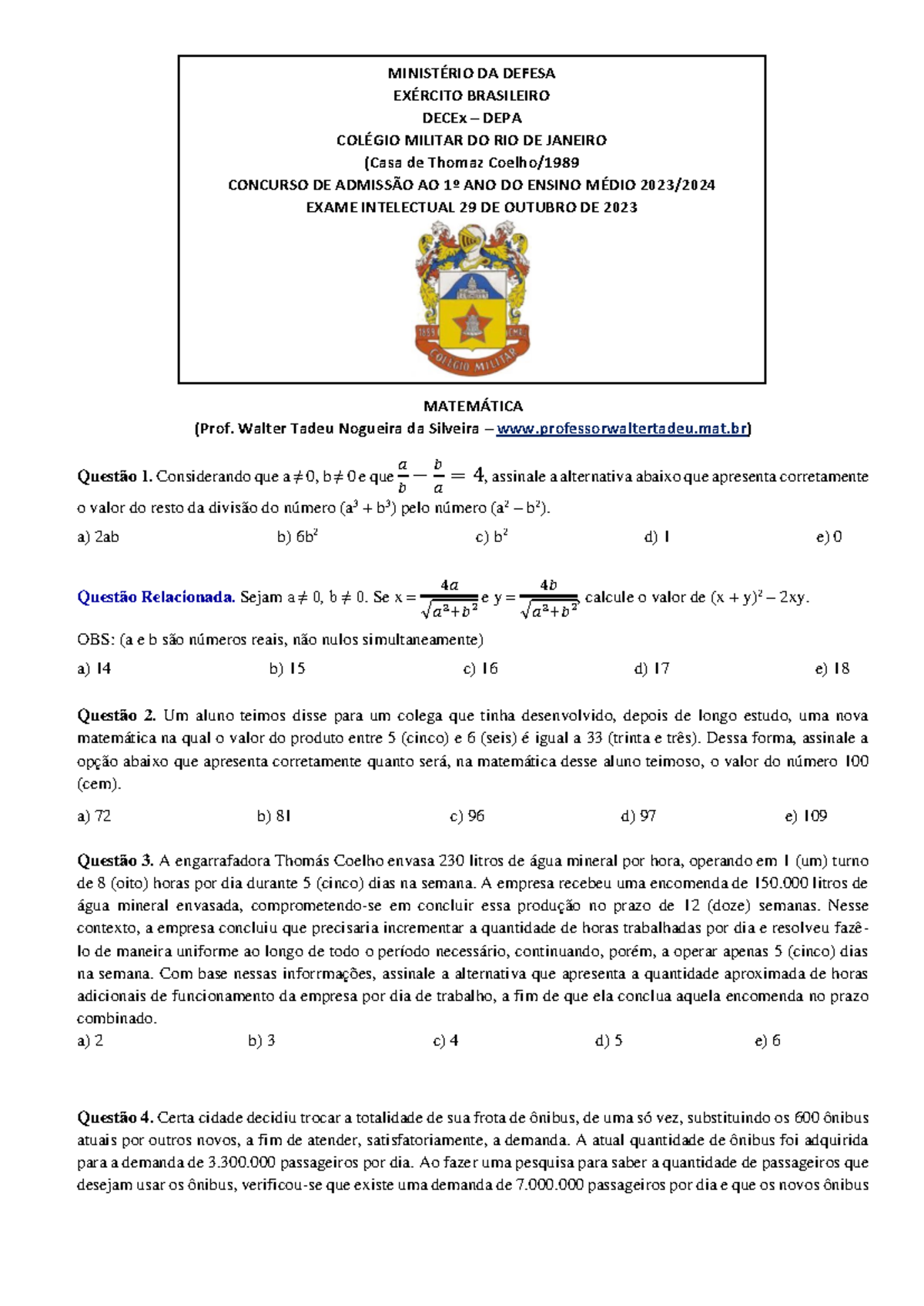 Prof Walter Tadeu CMRJ 1ano2023 - MATEMÁTICA (Prof. Walter Tadeu ...