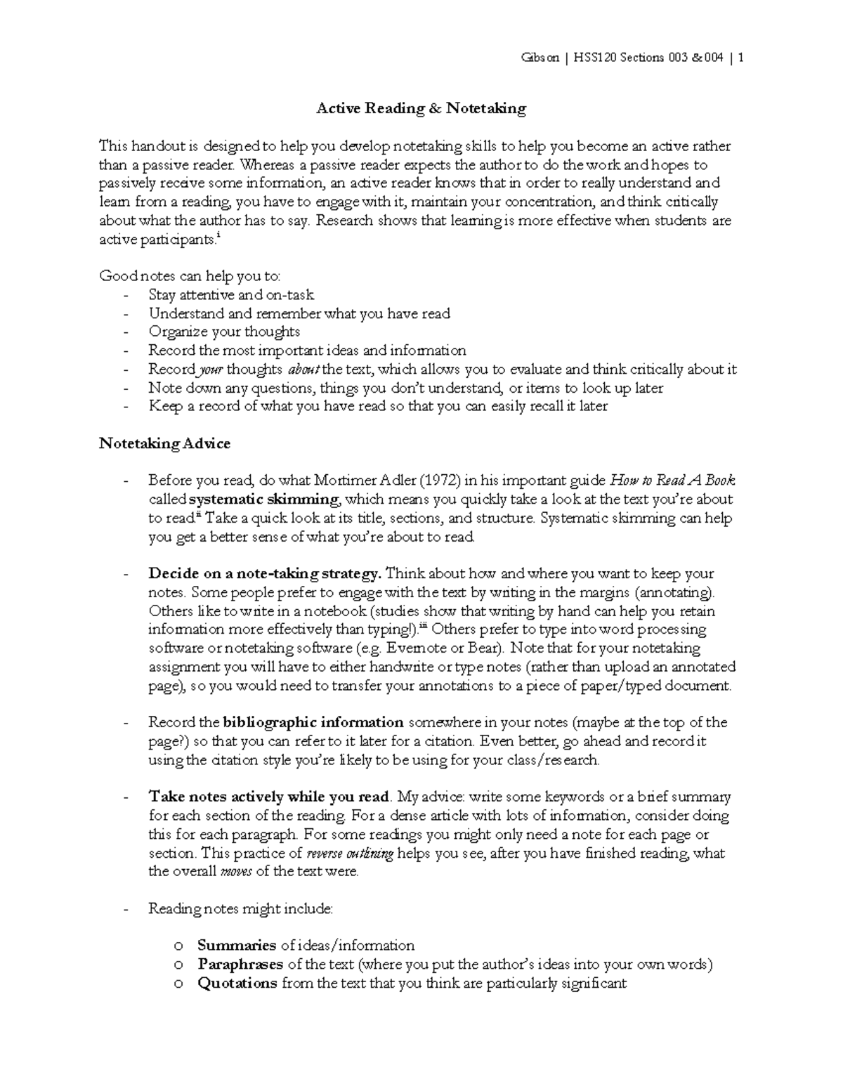 Active Reading Notetaking - Whereas a passive reader expects the author ...