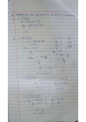 Maths HOP1 - hap assignment - Q1] 1] Form the PDE by eliminating arbitary constants a, 6,0 from ...