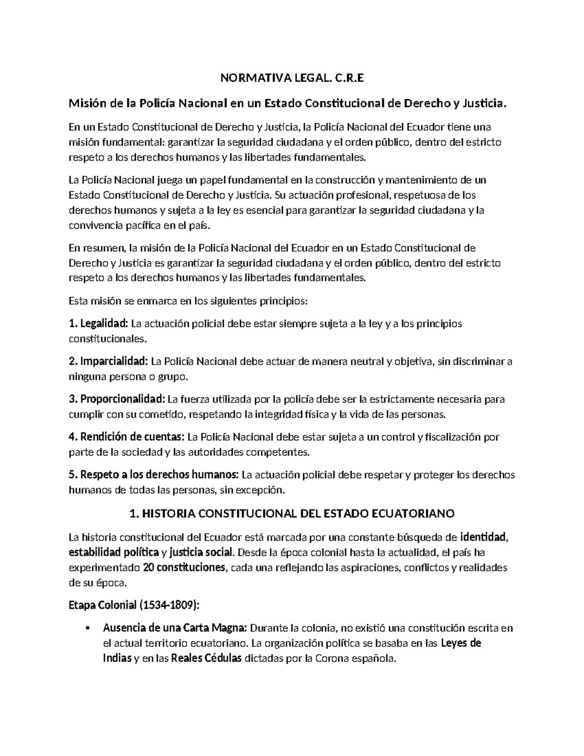 Normativa Legal, C - NORMATIVA LEGAL. C.R Misión de la Policía Nacional ...