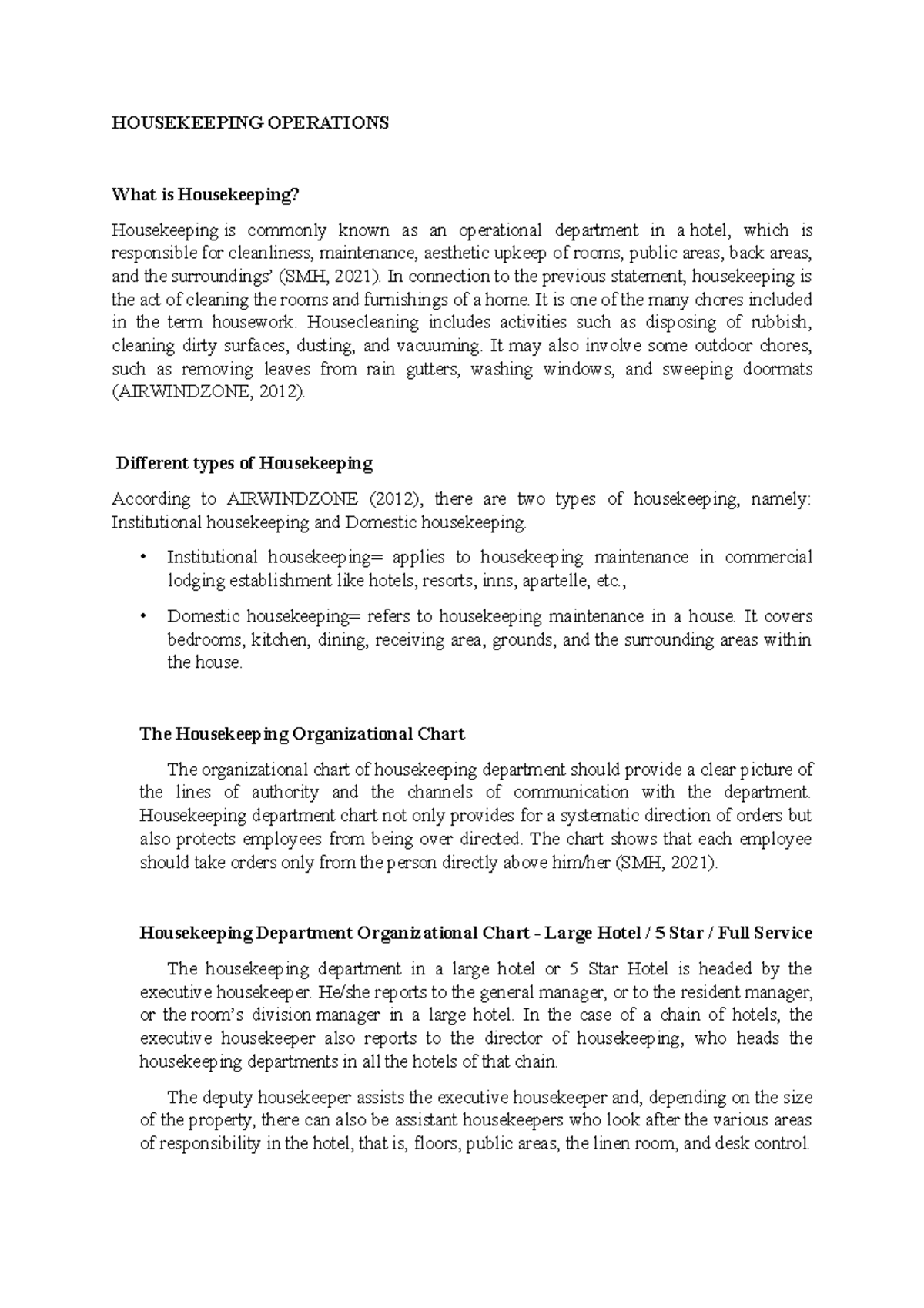 Housekeeping - HOUSEKEEPING OPERATIONS What is Housekeeping ...