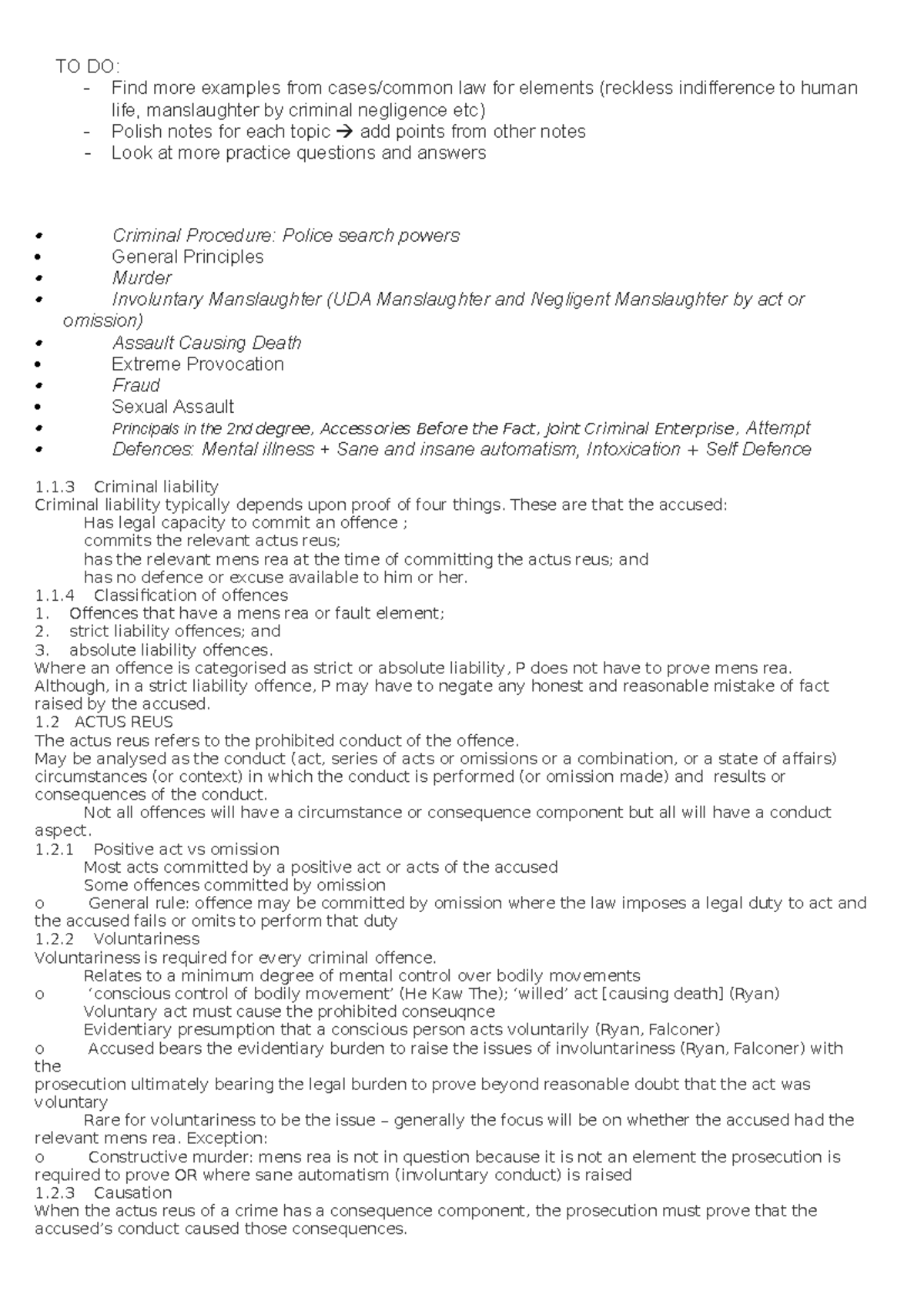 Criminal scaffold notes - TO DO: Find more examples from law for ...