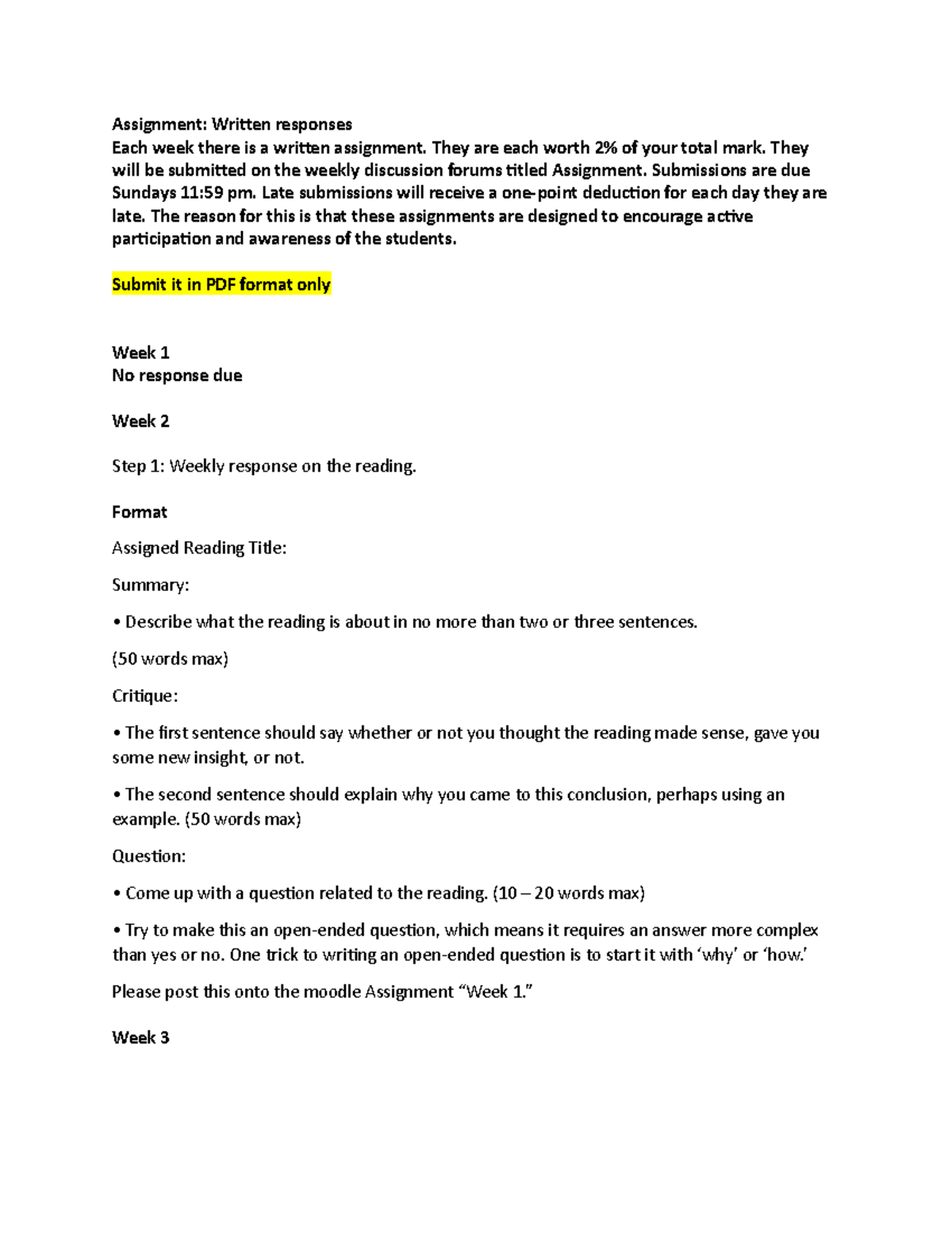 Assignment Written Responses final - Assignment: Written responses Each ...