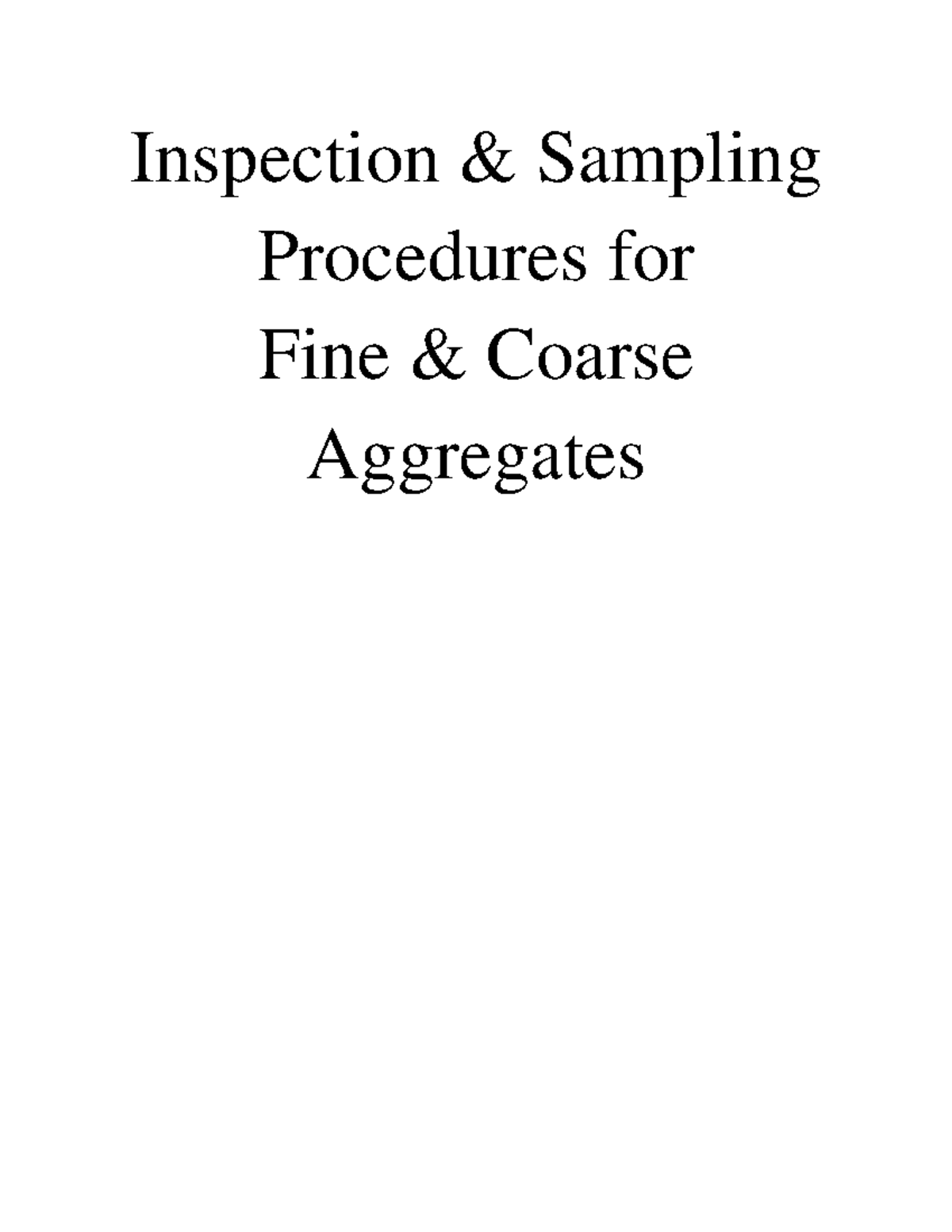 Inspection Sampling Procedures Fine Coarse Aggregates - Inspection ...
