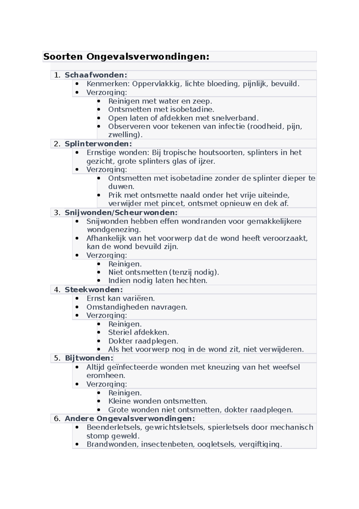 Soorten wonden in de wereld - Soorten Ongevalsverwondingen: 1 ...
