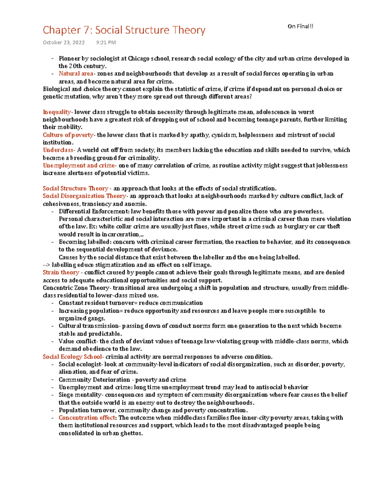 Chapter 7 - social structure theory - Criminology in Canada - - Studocu