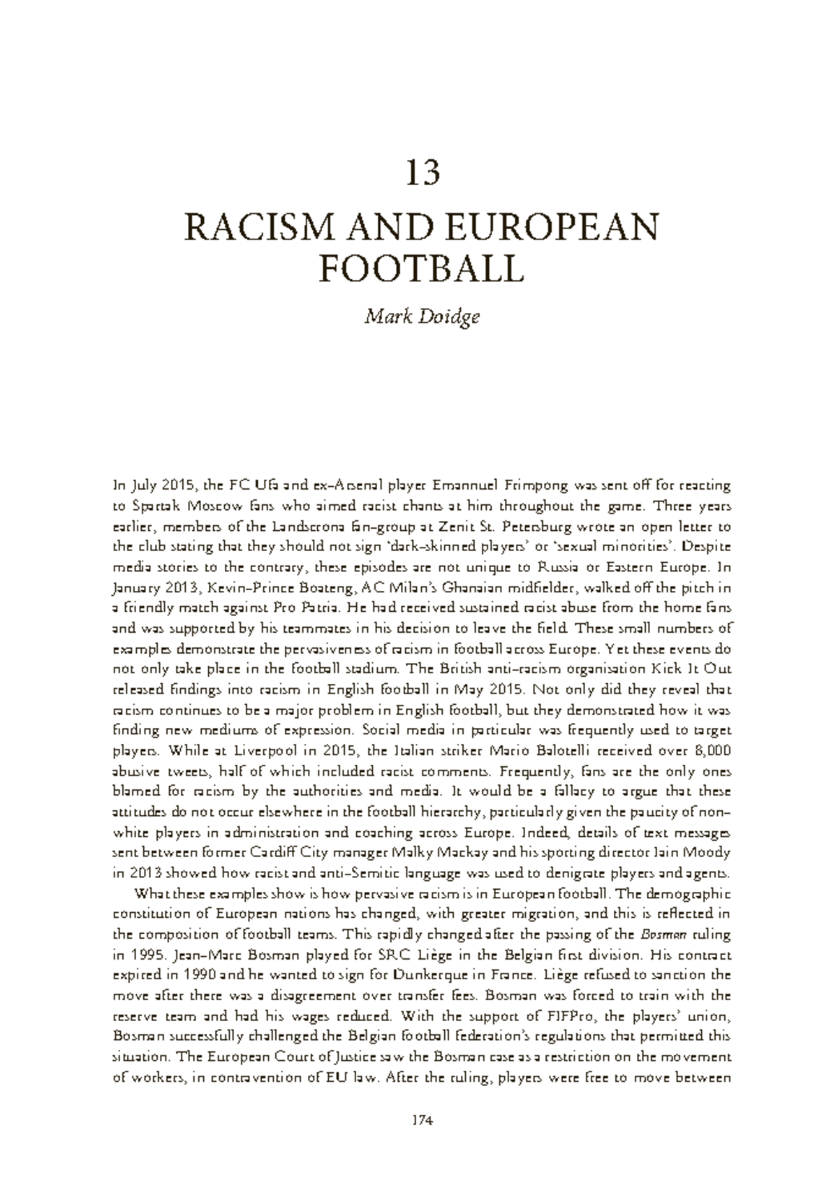 10 - practive - 13 RACISM AND EUROPEAN FOOTBALL Mark Doidge In July ...